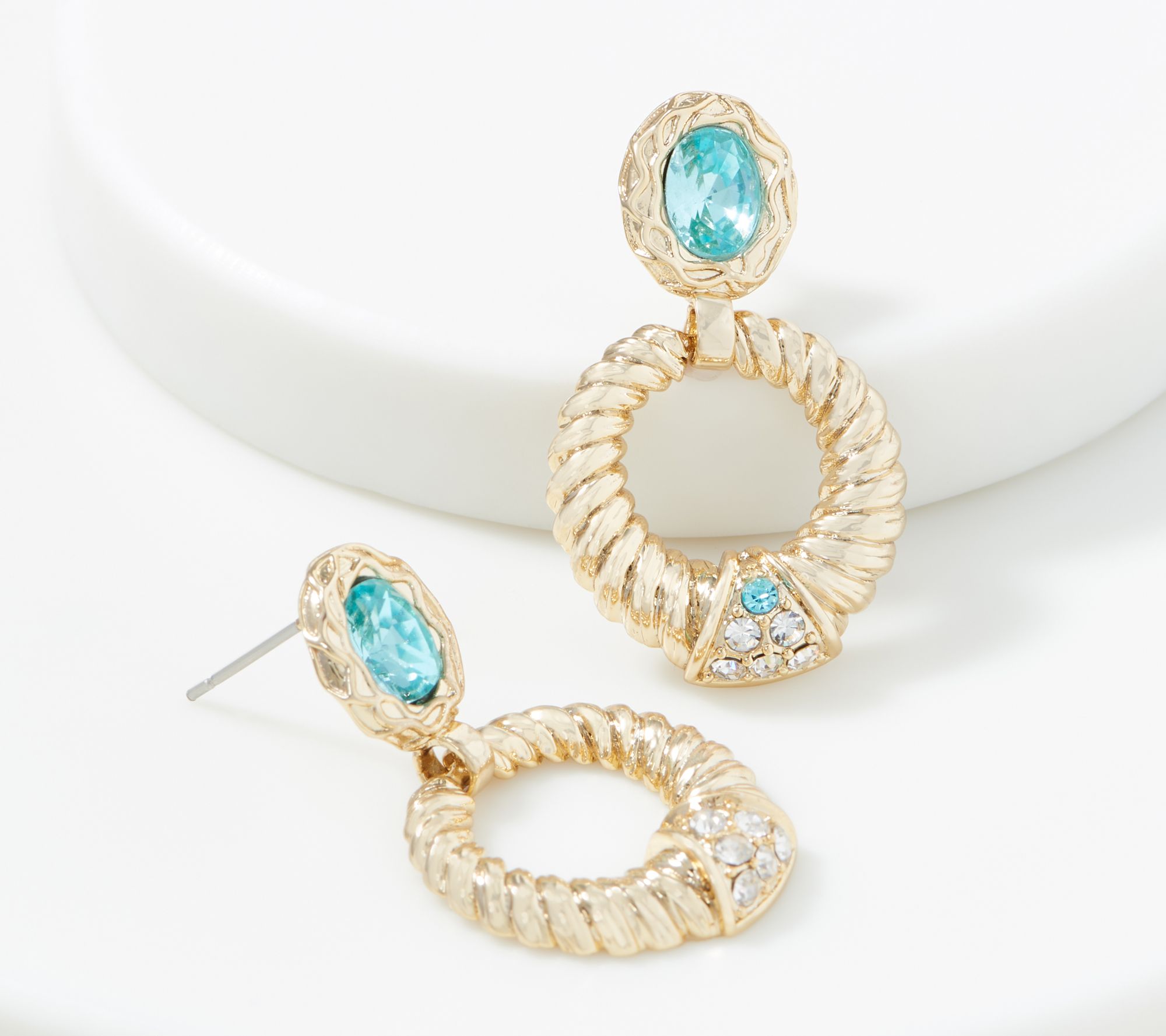 "As Is" Grace Kelly Collection Sim. Aquamarine Earrings - QVC.com