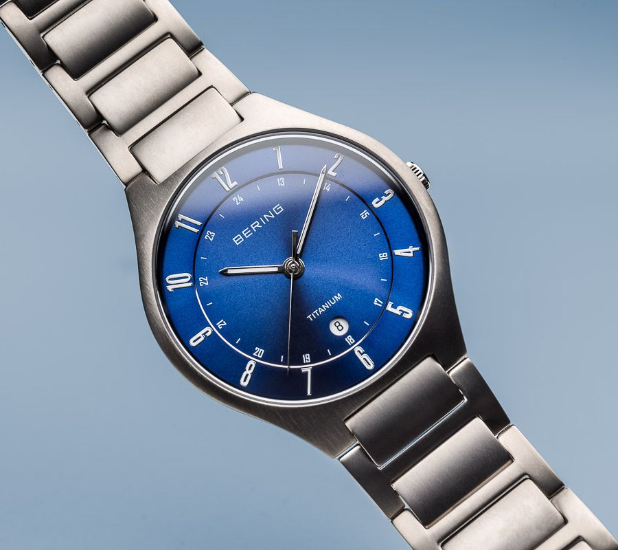 Bering Men's Blue Dial Titanium Bracelet Watch - QVC.com