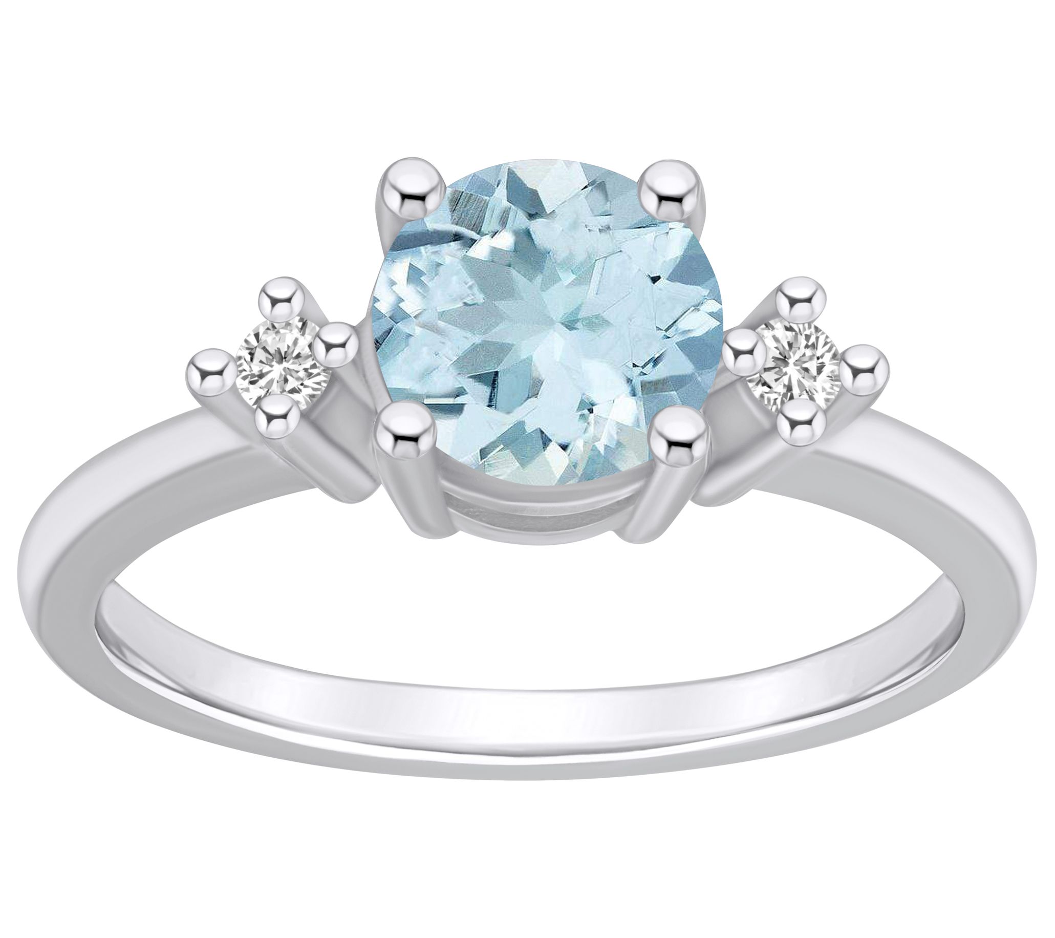 Affinity Gems Round Aquamarine & Diamond Ring, 14K Gold - QVC.com