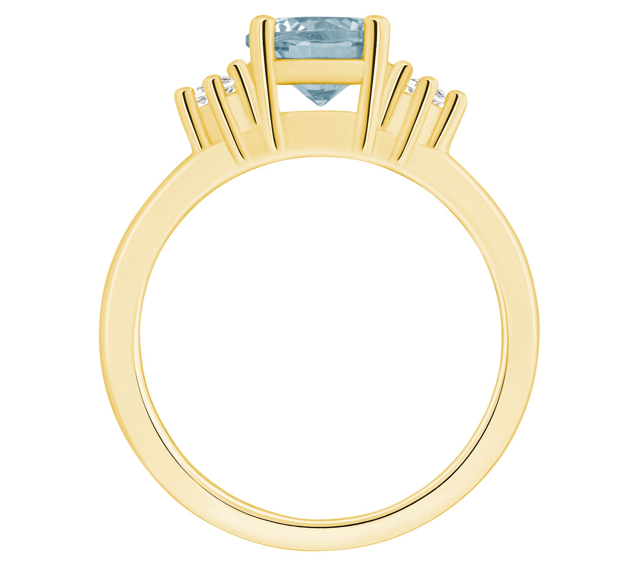Affinity Gems Round Aquamarine & Diamond Ring, 14K Gold - QVC.com