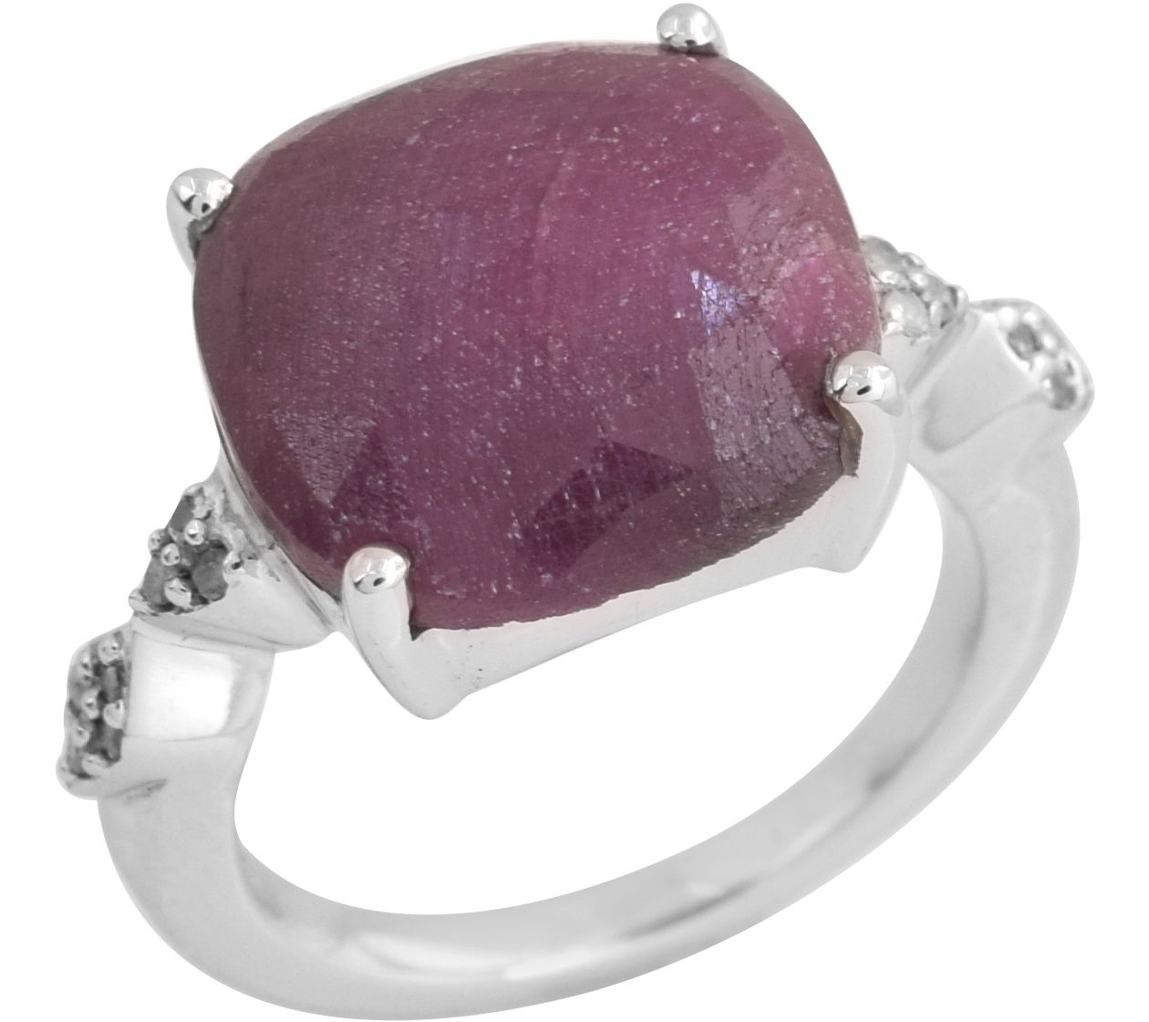 Affinity Gems Indian Ruby & Diamond Accent Ring, Sterling - QVC.com