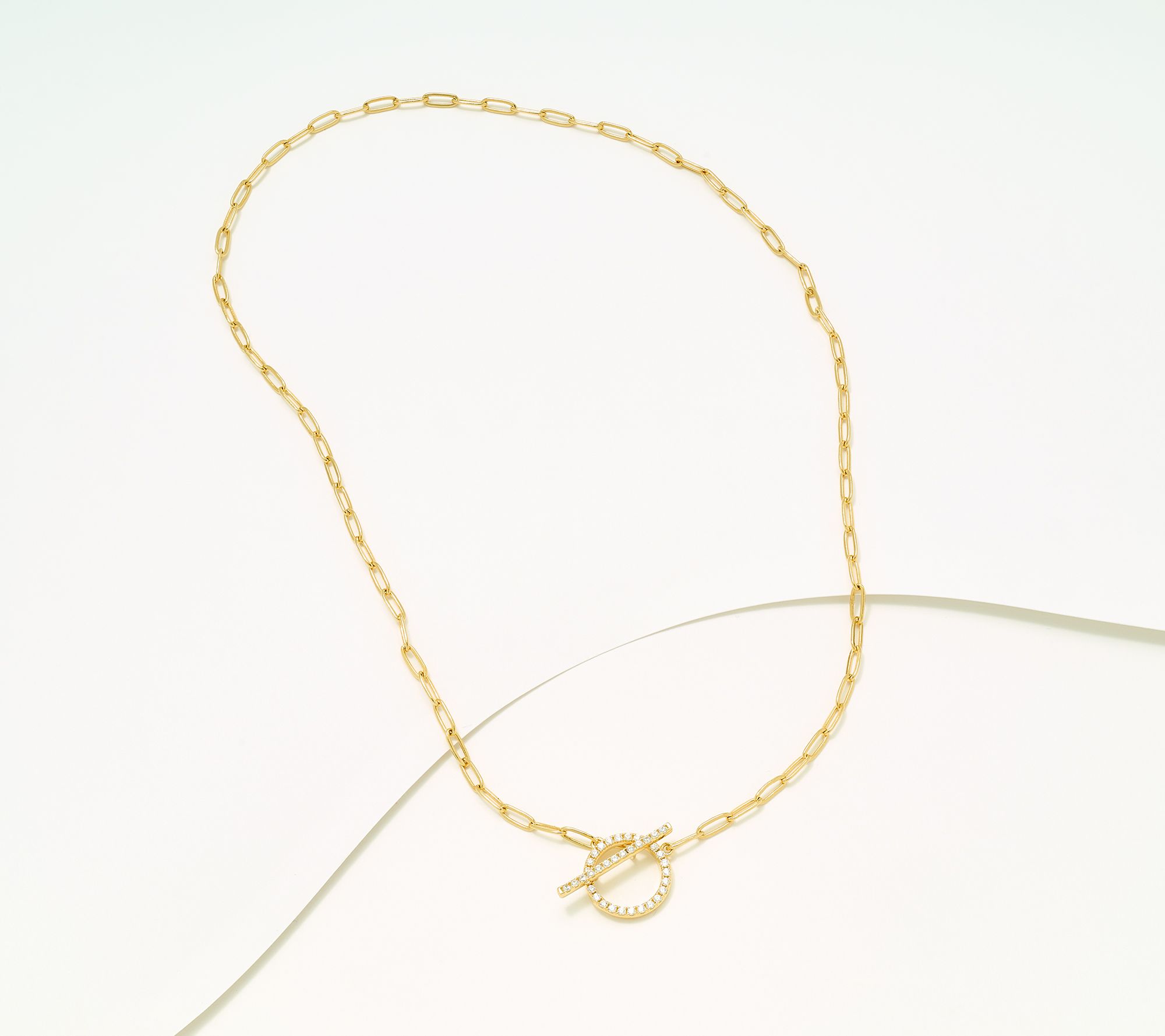 Diamonique Toggle Paperclip Necklace, Sterling Silver - QVC.com