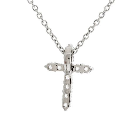 Stainless Steel Crystal Cross Pendant with 18" Chain - QVC.com