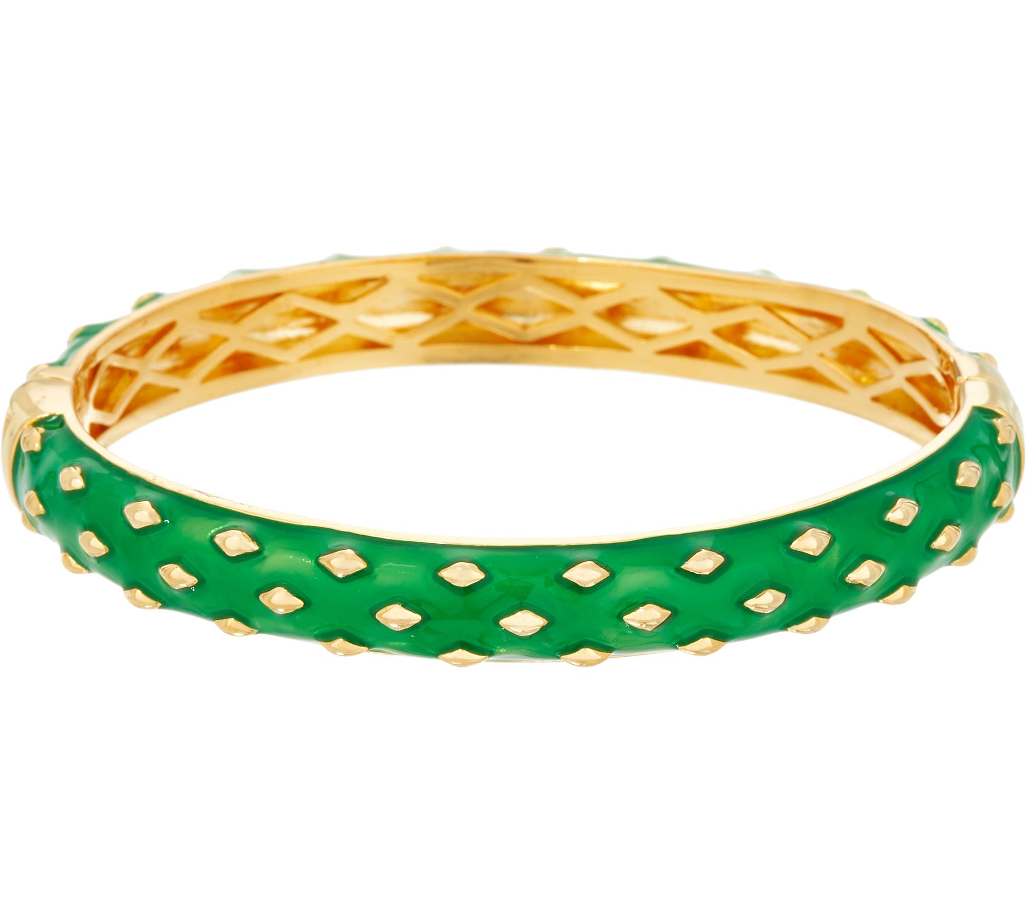 "As Is" Heritage Jewelry Diamond Pattern Hinged Enamel Bracelet - QVC.com