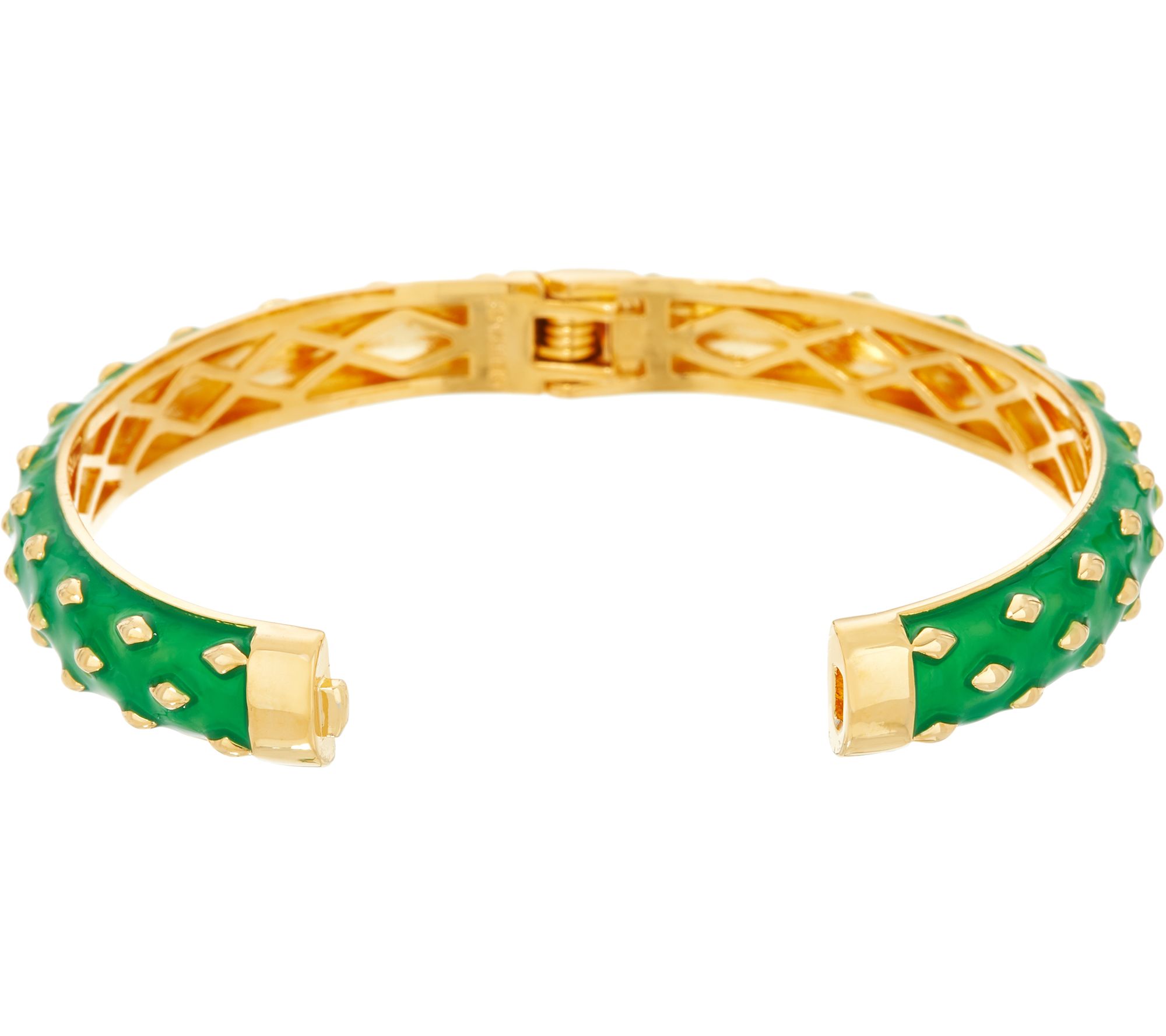 "As Is" Heritage Jewelry Diamond Pattern Hinged Enamel Bracelet - QVC.com