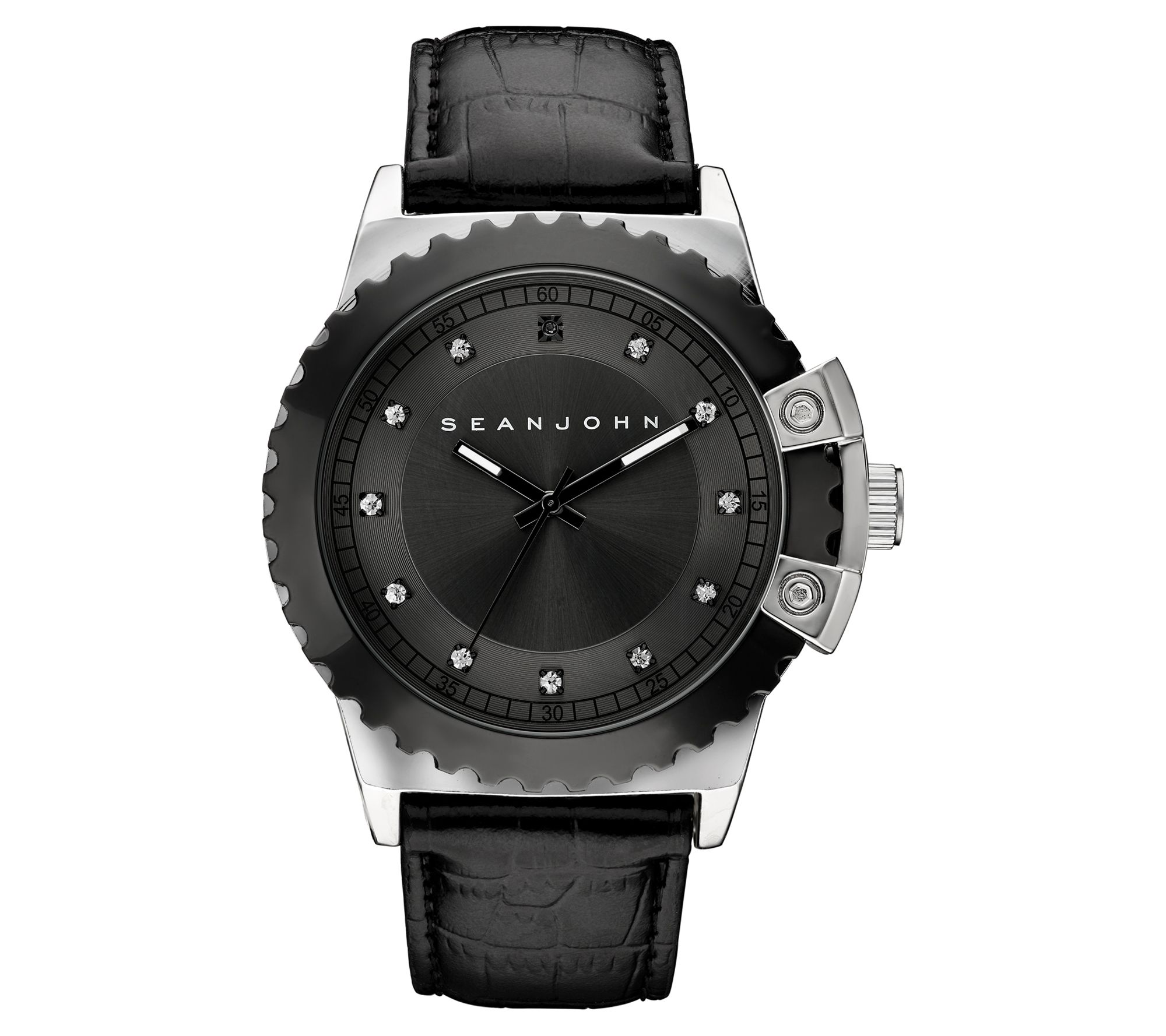 Sean John Men's Diamond Accent Black Strap Watch - QVC.com