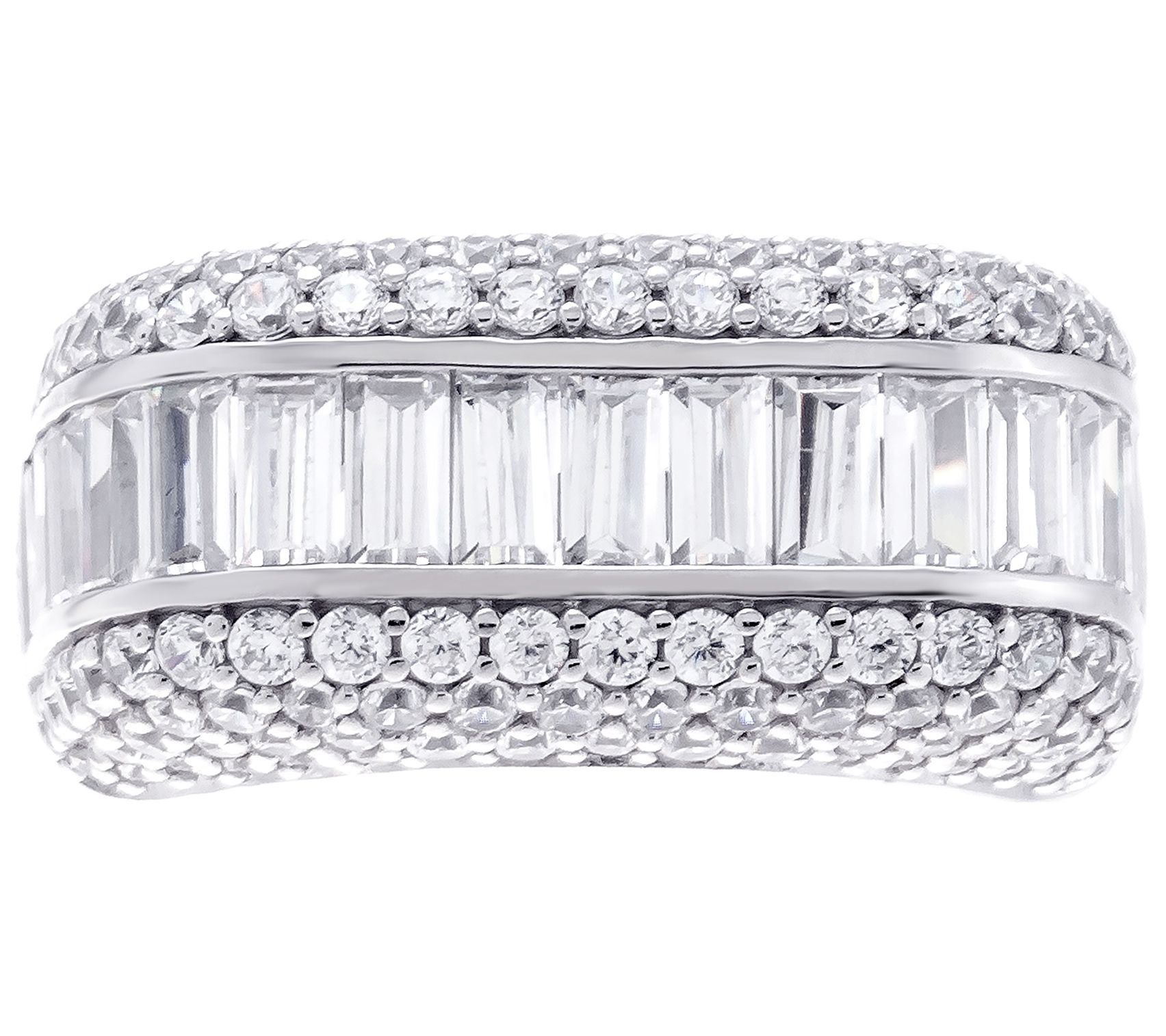 Diamonique 5.10 cttw Multi-Row Band Ring, Sterlng Silver - QVC.com