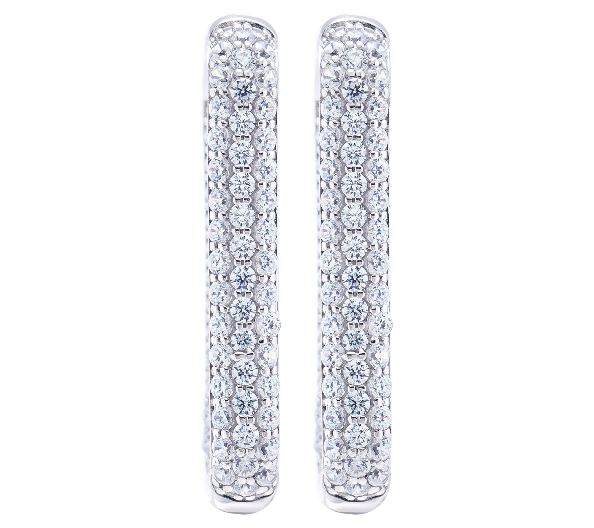 Diamonique Pave Inside-Out Hoop Earrings, Sterling Silver - QVC.com