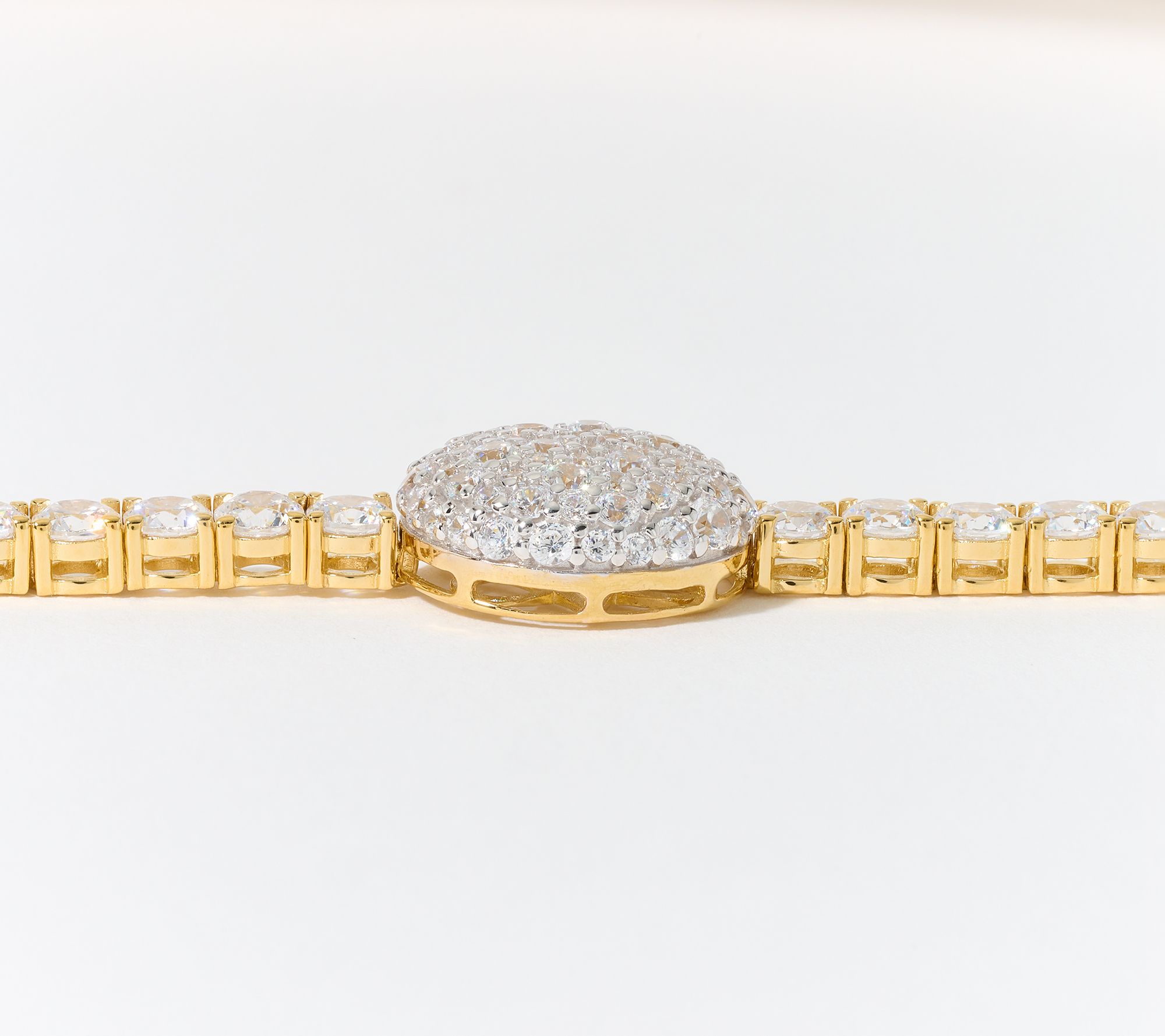 Diamonique x Jennifer Miller Tennis Bracelet, 14K Gold Plated - QVC.com