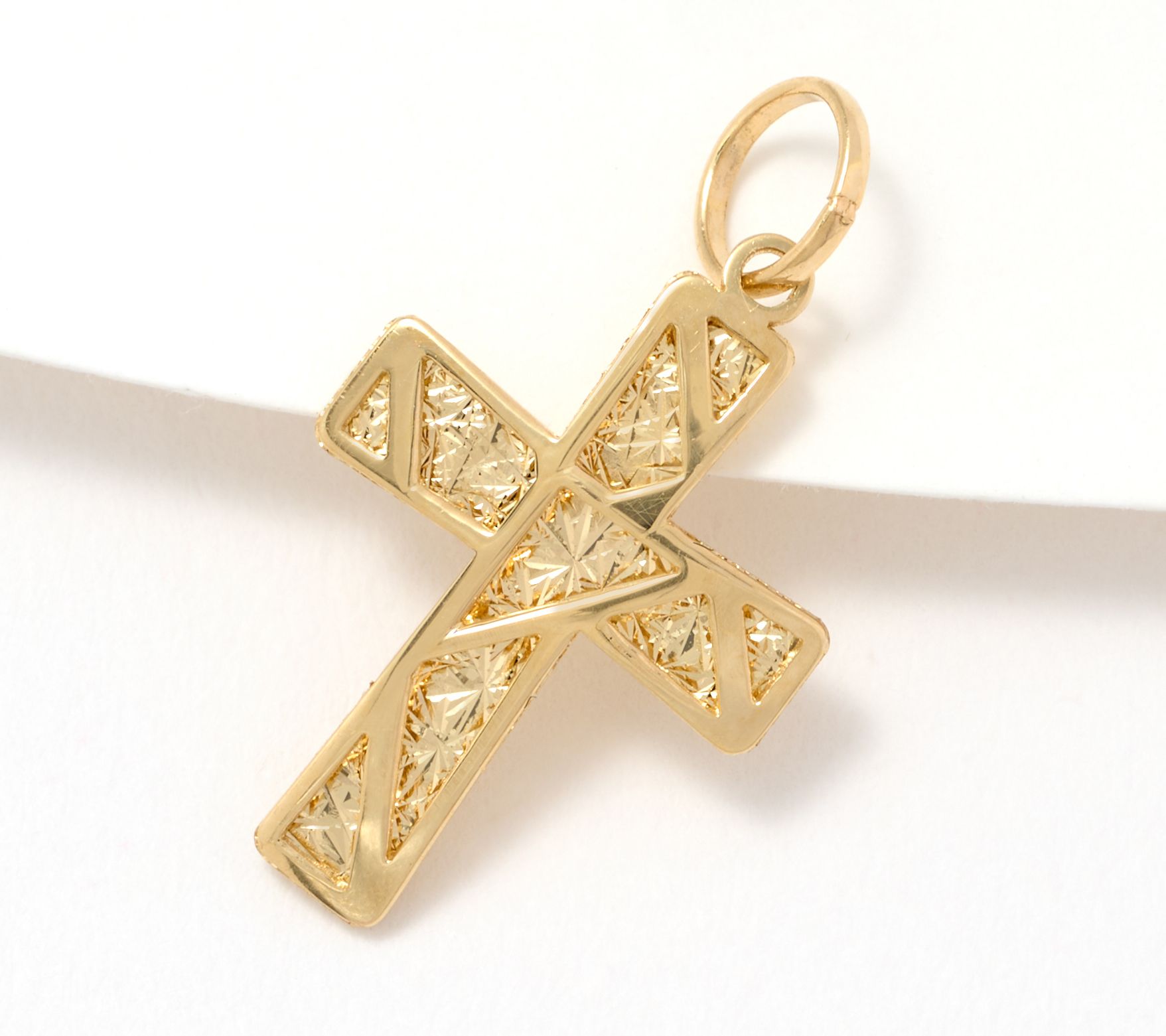 "As Is" EternaGold Diamond-Cut Cross Pendant, 14K Gold - QVC.com
