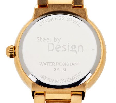 Steel by Design Round Case Watch with Crystal Accent - QVC.com