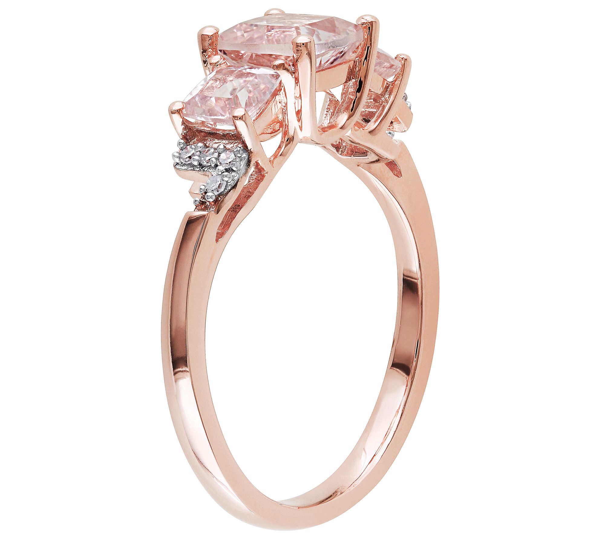 1.40 cttw Morganite & Diamond Ring, Sterling - QVC.com
