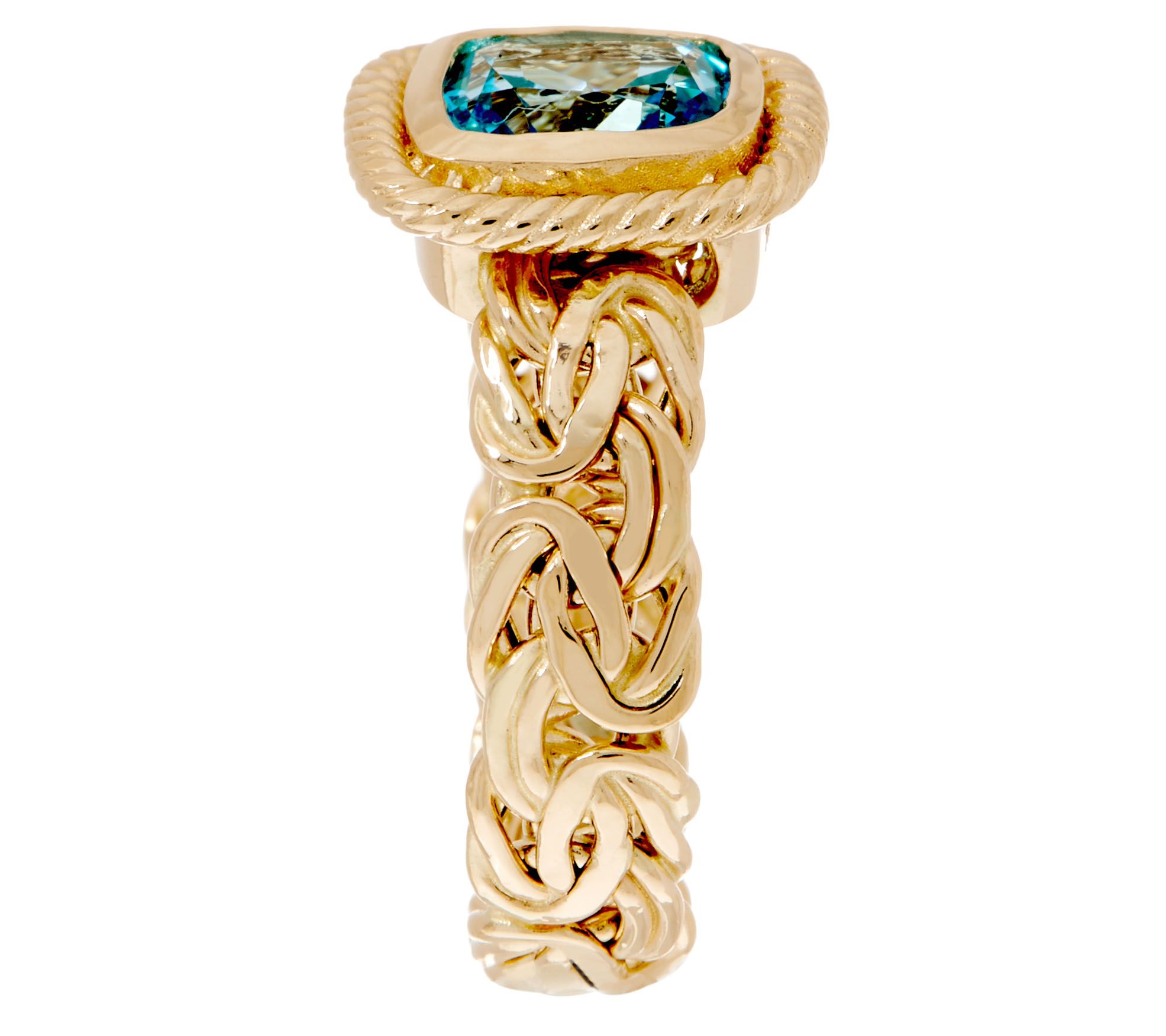 Adorna 14K Gold Byzantine and Cushion Gemstone Ring - QVC.com
