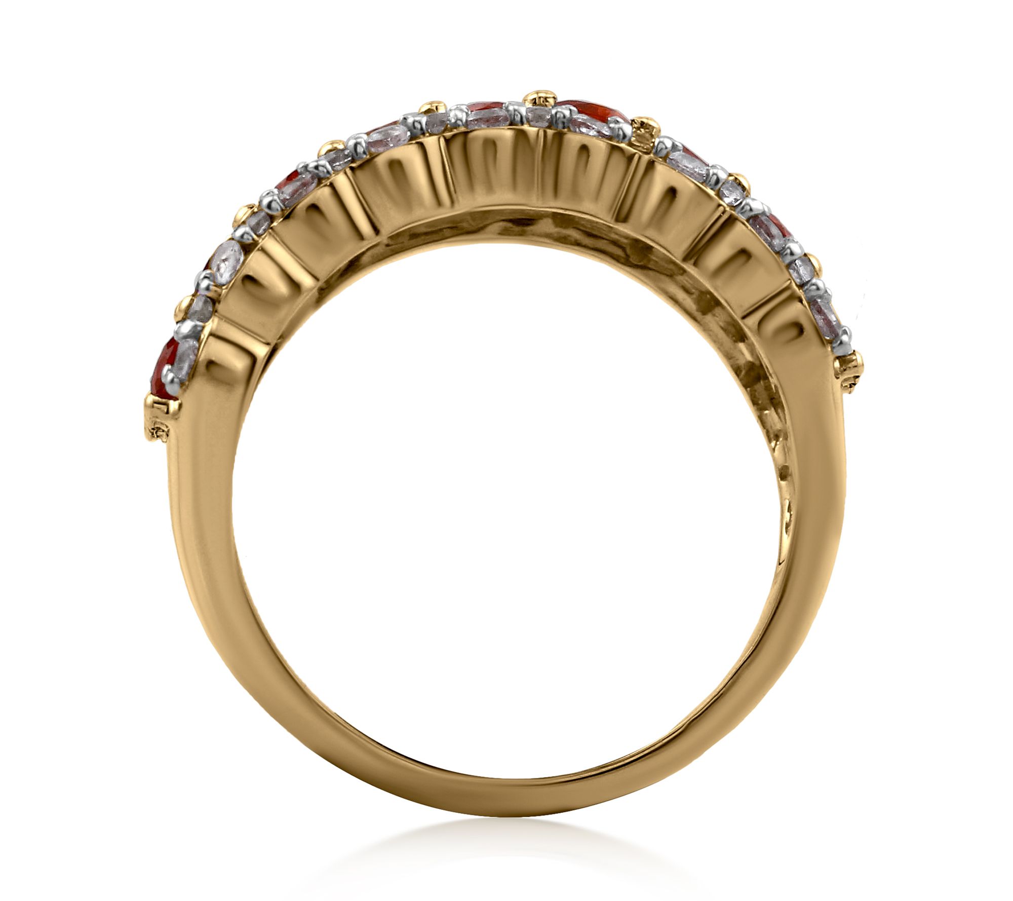 Affinity Gems Double-Row Gemstone Band Ring, 14 K Gold - QVC.com