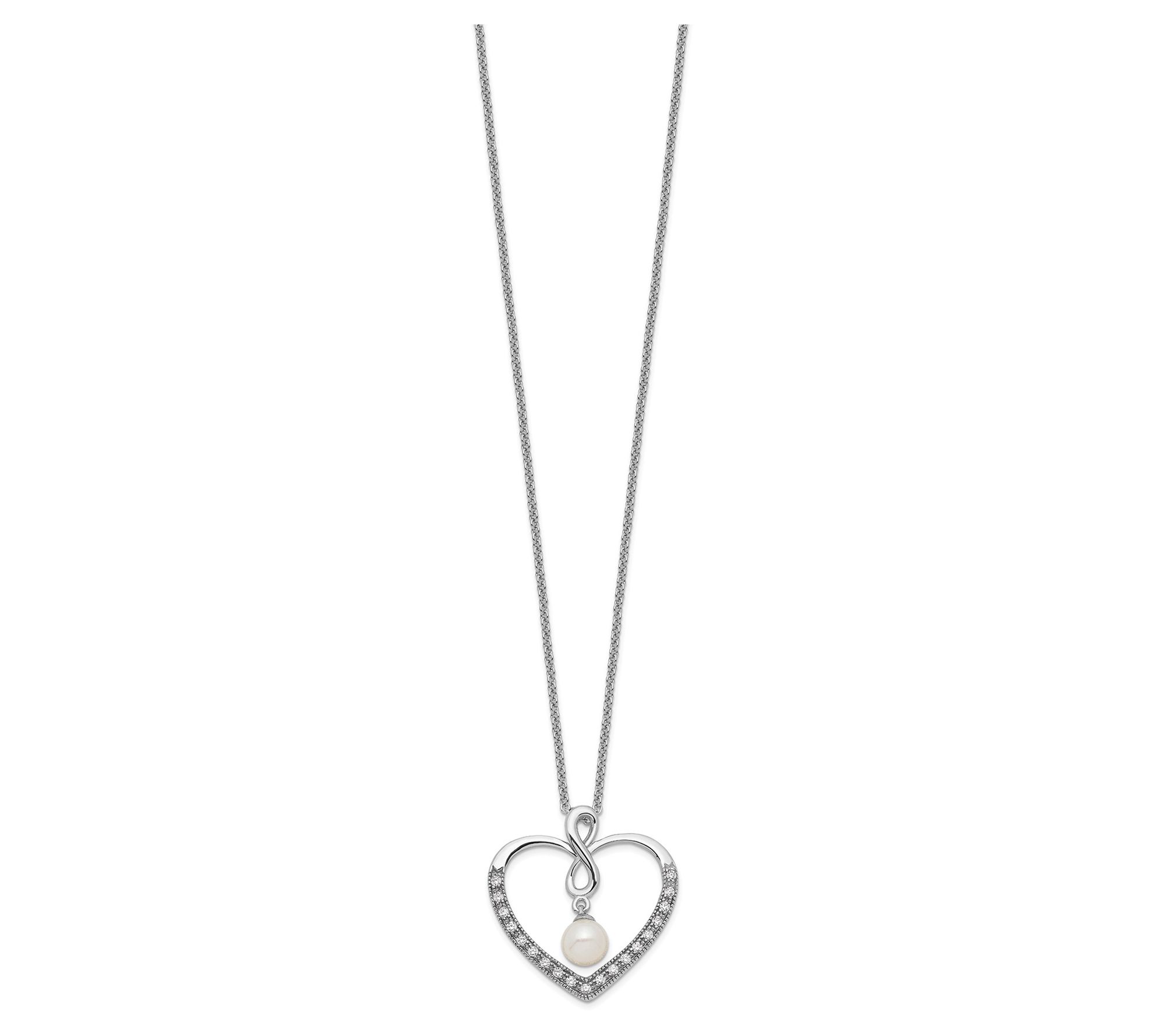 Sentimental Expressions Cultured Pearl Love Necklace, Sterling - QVC.com