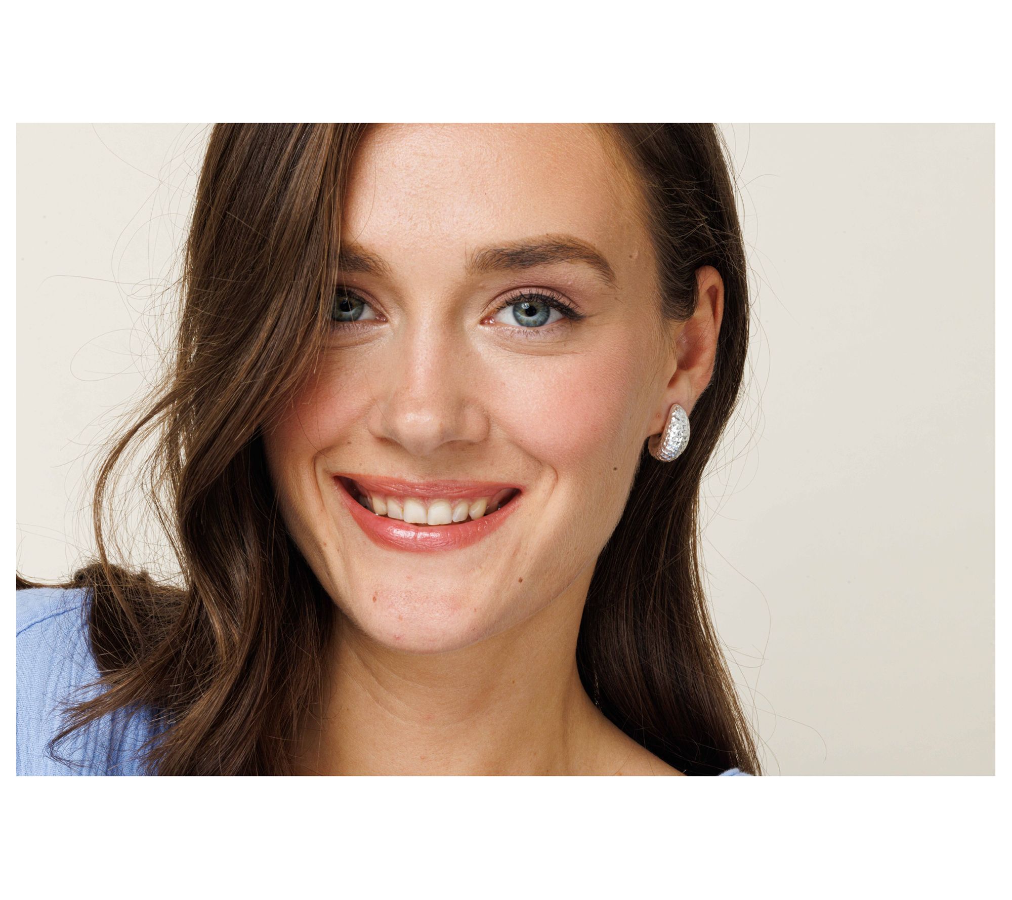 Or Paz Sterling Silver Curved Textured Hoop Earrings - QVC.com