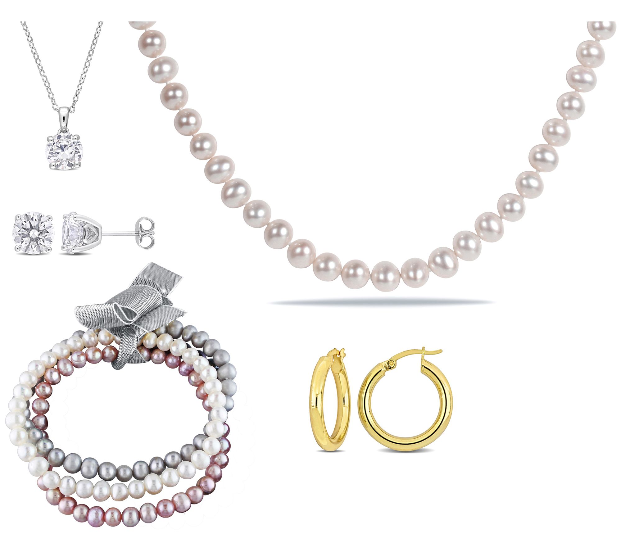 Affinity Cultured Pearl 5-Piece Holiday Gift Set, Sterling - QVC.com
