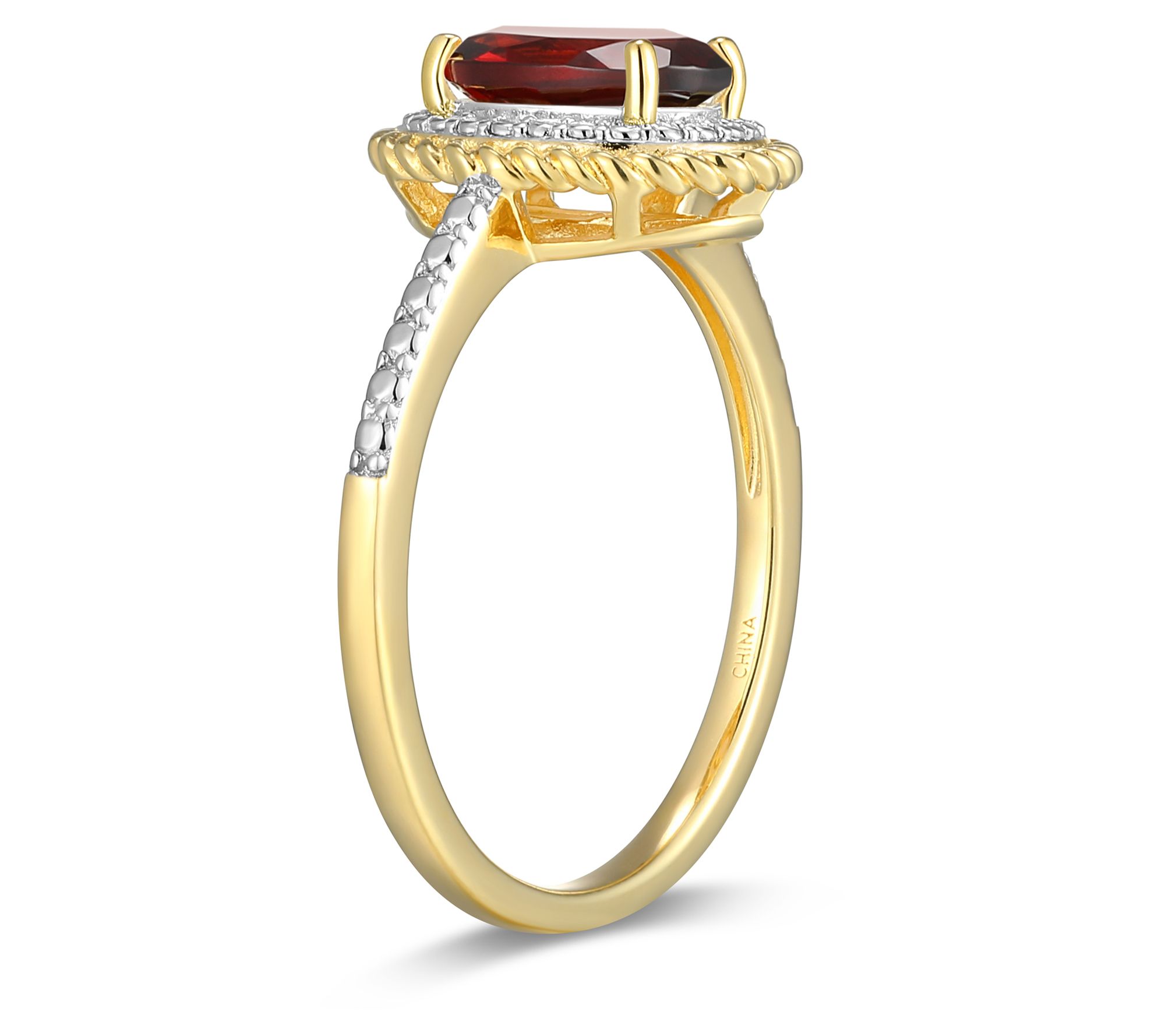 Affinity Gems Birthstone & Diamond Halo Ring, 18K Gold Plated - QVC.com