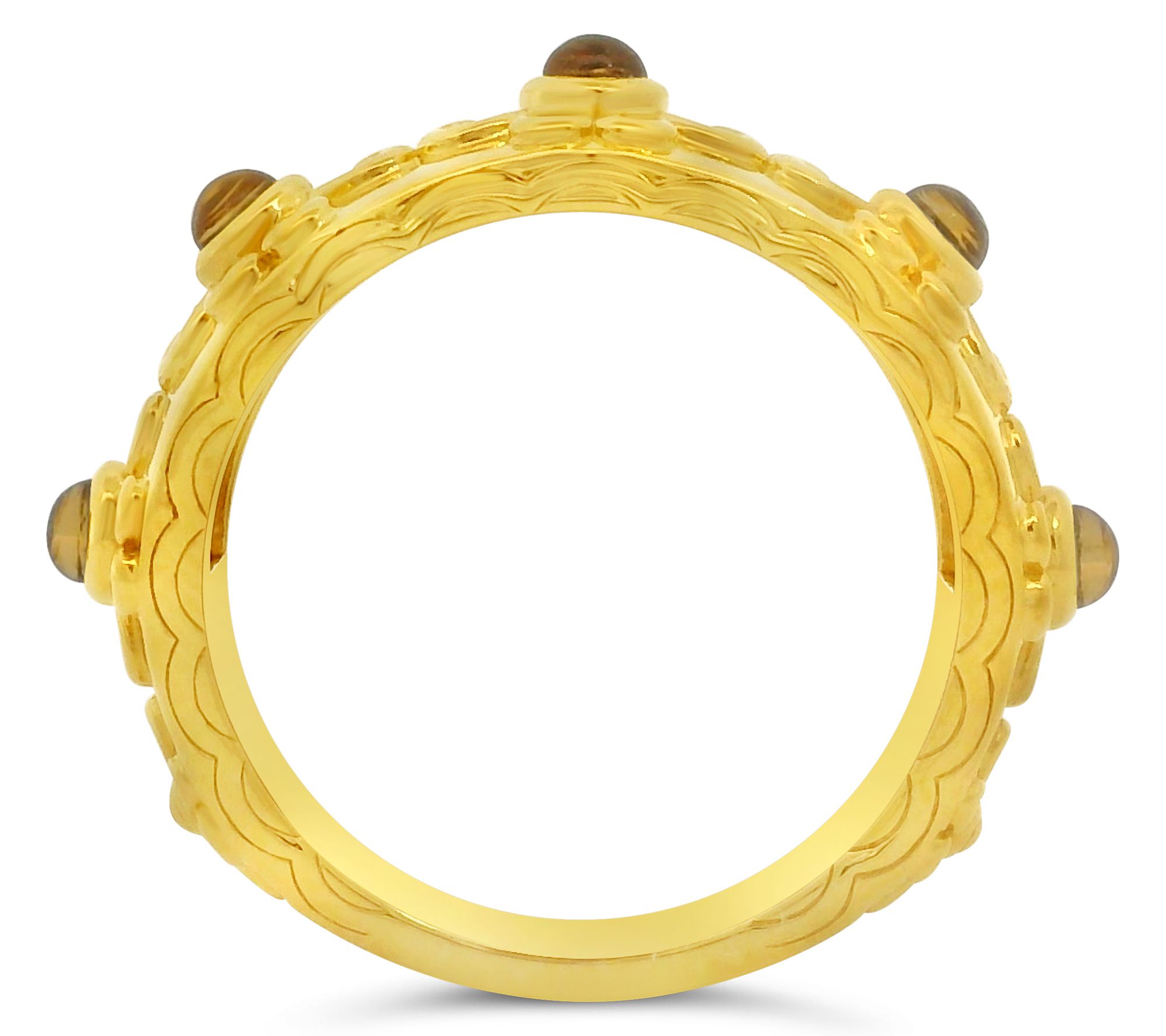 Elyse Ryan 14K Gold Clad Gemstone Heart Motif Band Ring - QVC.com