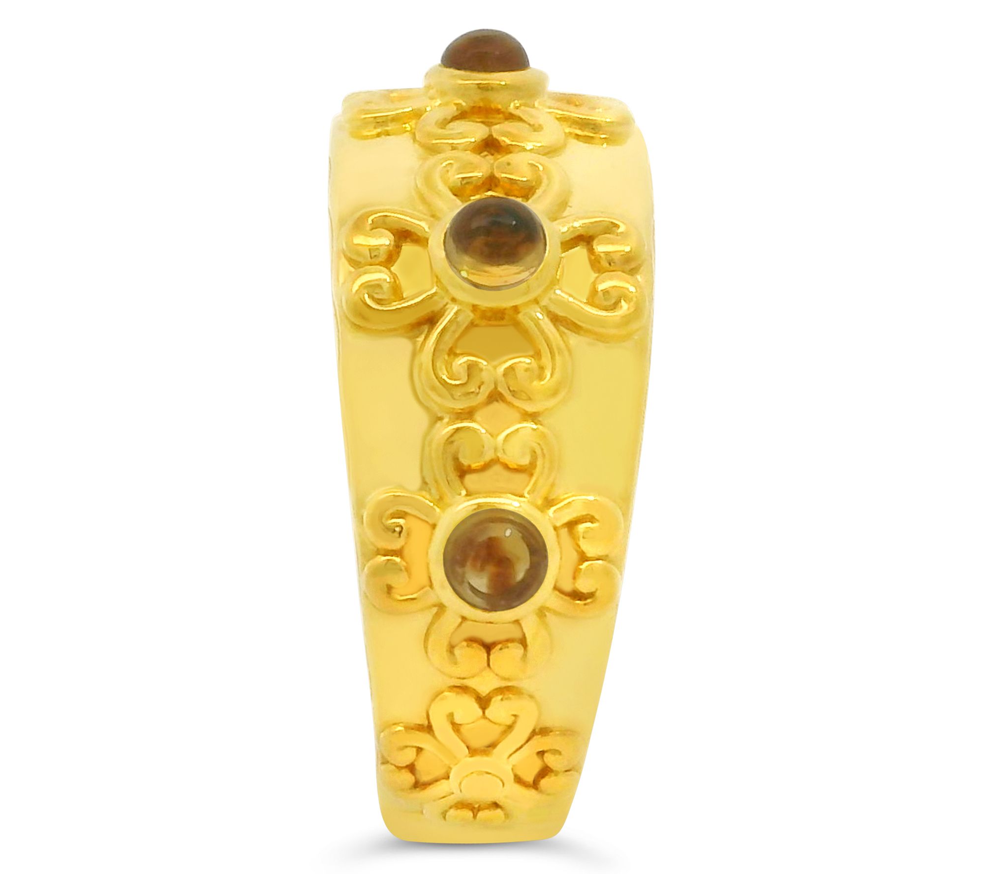 Elyse Ryan 14K Gold Clad Gemstone Heart Motif Band Ring - QVC.com