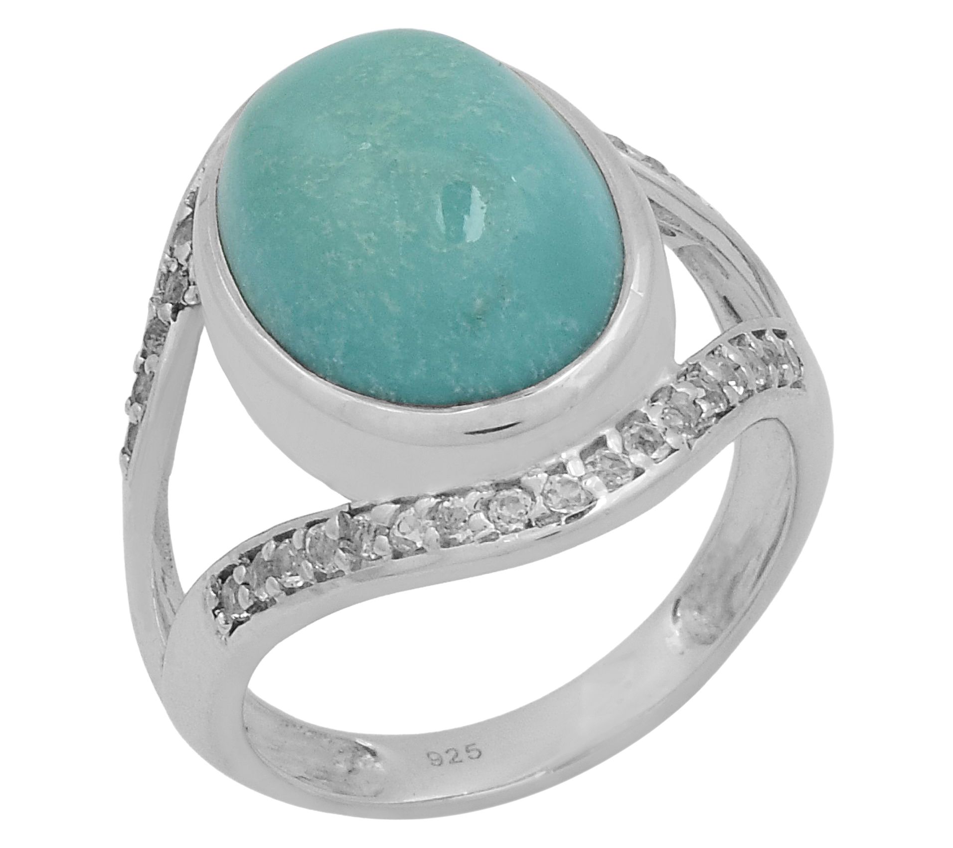 Affinity Gems Turquoise & White Topaz Ring, Sterling Silver - QVC.com