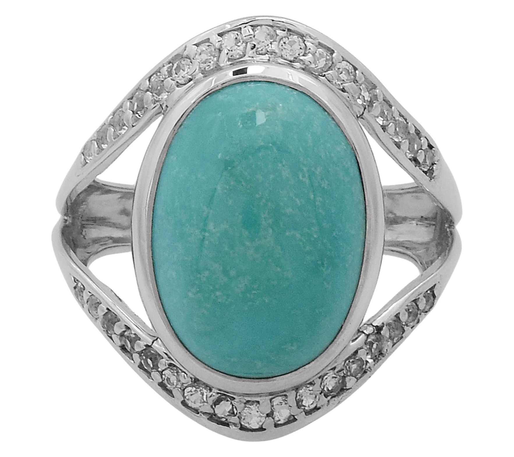 Affinity Gems Turquoise & White Topaz Ring, Sterling Silver - QVC.com