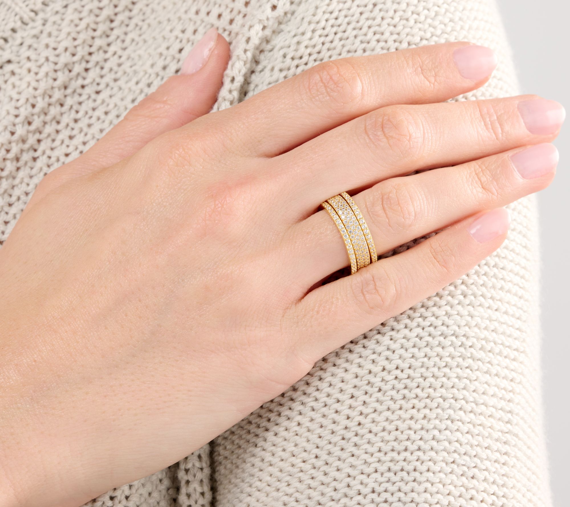 "As Is" Diamonique Set of 3 Round Cut Stack Ring Set, Sterl - QVC.com