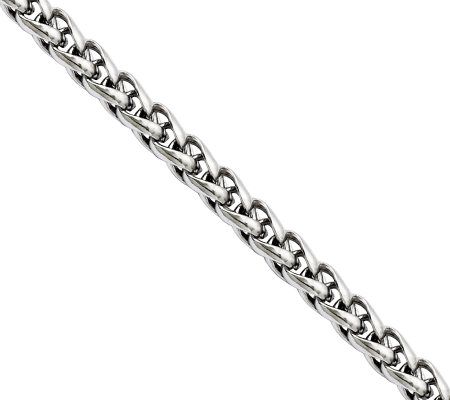 Stainless Steel 5.0mm 22" Wheat Chain Necklace - QVC.com