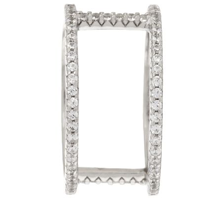 Diamonique Double Band Bar Ring, Sterling or 18K Clad - QVC.com