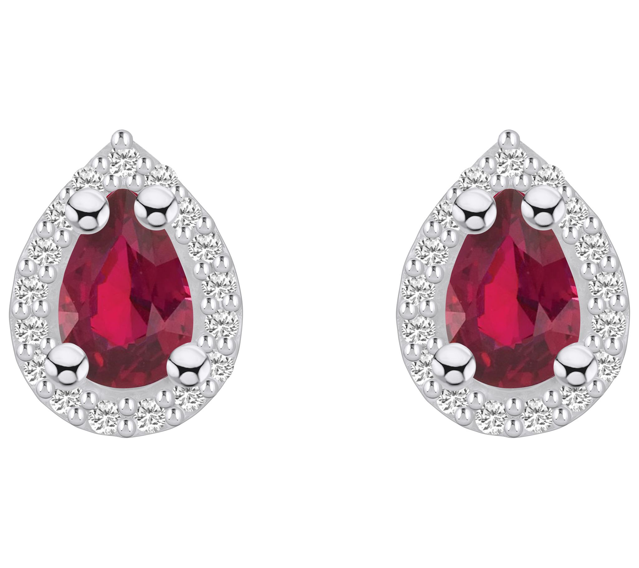 Affinity Gems 14K 1.04 cttw Ruby & Diamond Pear Studs - QVC.com