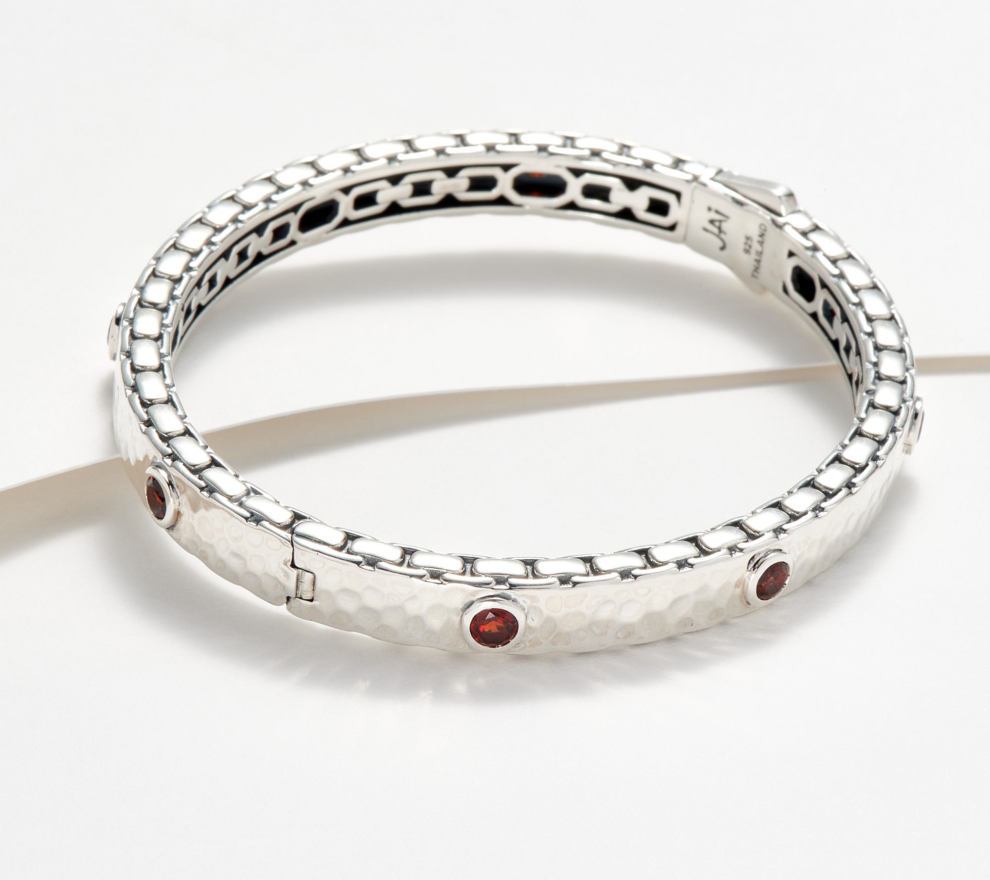 "As Is" JAI Sterling Silver Eternity Gemstone Bangle - QVC.com