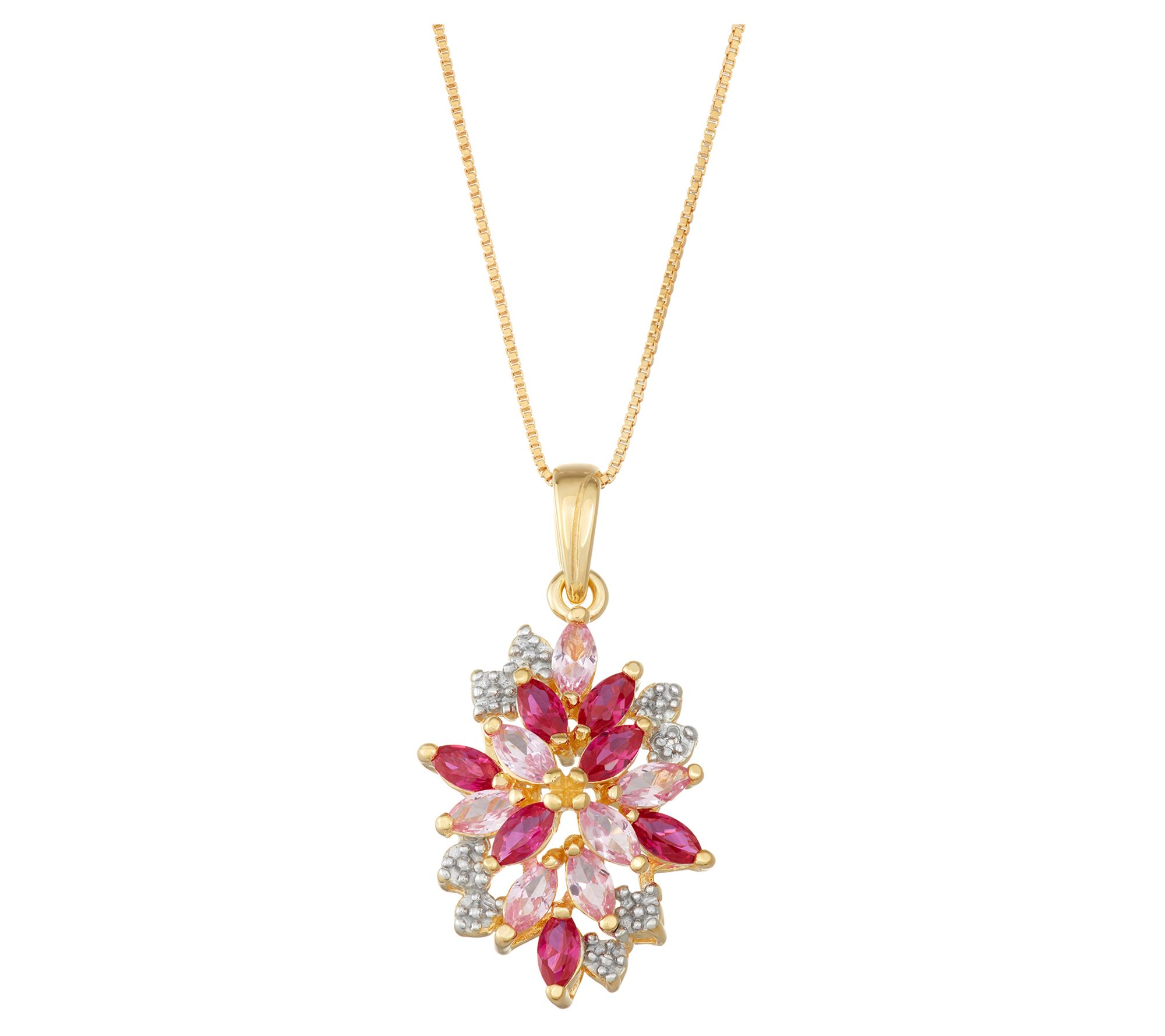 Affinity Gems Created Sapphire & Ruby Necklace, 18K Plated - QVC.com