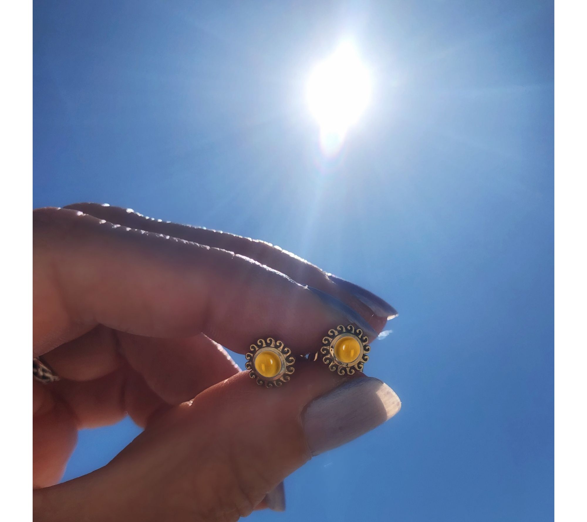 Goddaughters 14K Gold Clad Citrine Sun Stud Earrings - QVC.com