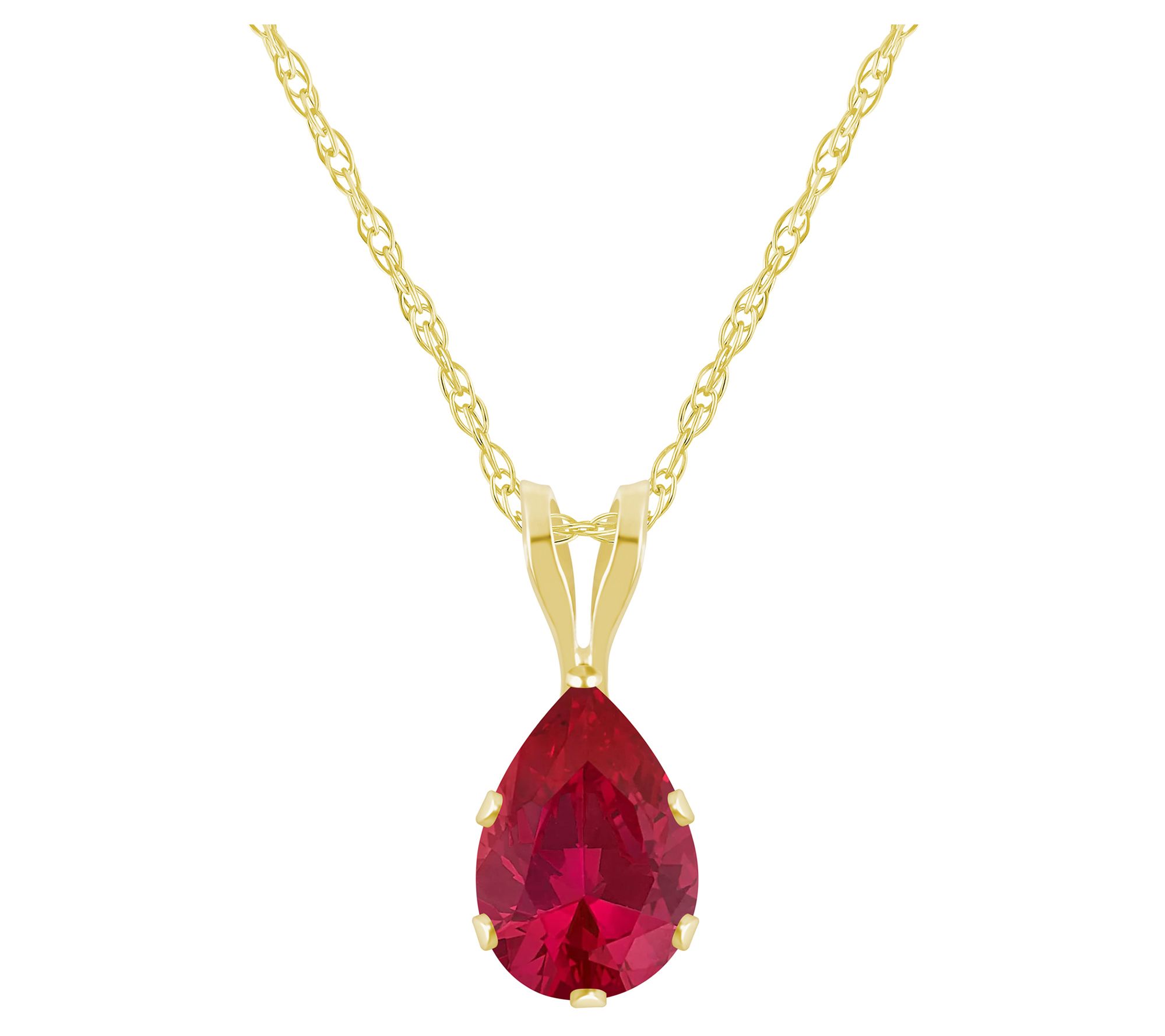 Affinity Gems Pear Cut Created Gemstone Necklace, 10K Gold - QVC.com