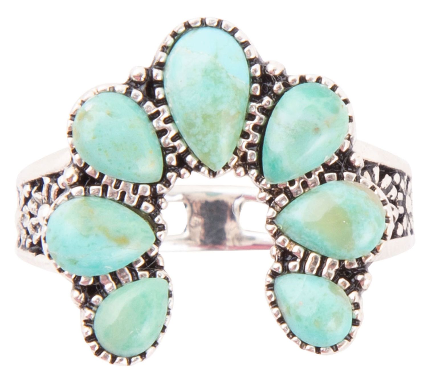Barse Artisan Crafted Sterling Floral Blue Turquoise Ring - QVC.com