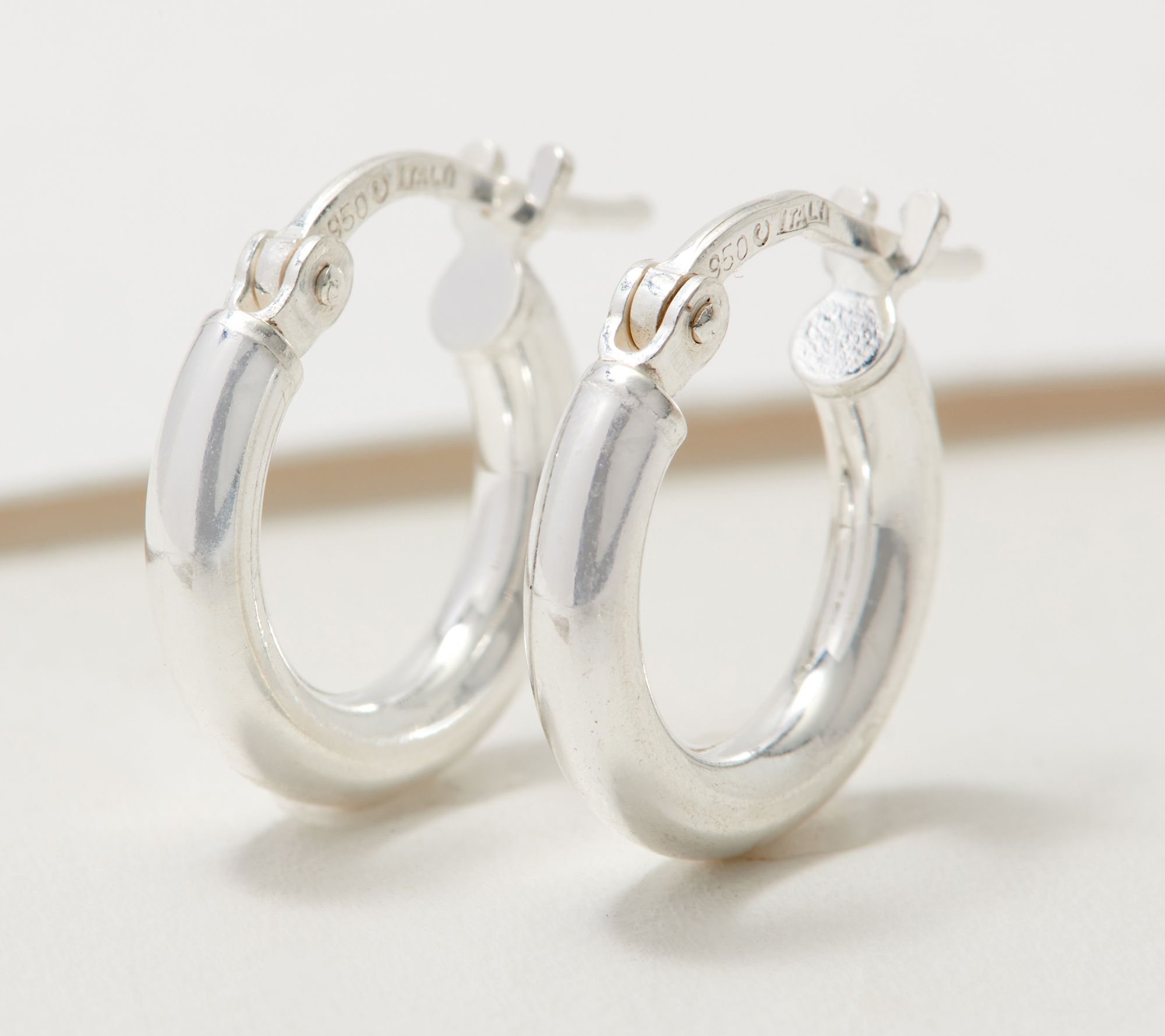 "As Is" UltraFine 950 Silver 2.5mm 1/2" Hoop Earrings - QVC.com