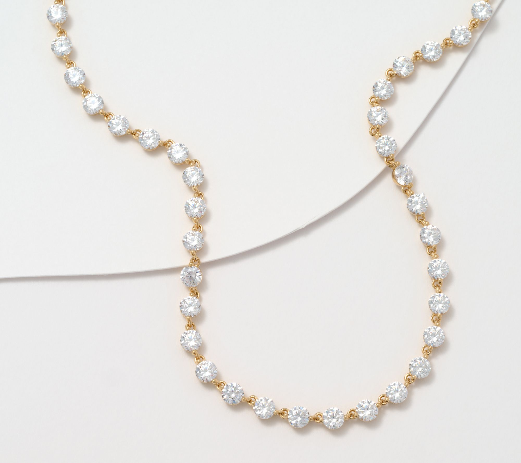 Diamonique Floating Bezel Round Cut Tennis Style Necklace, SS - QVC.com