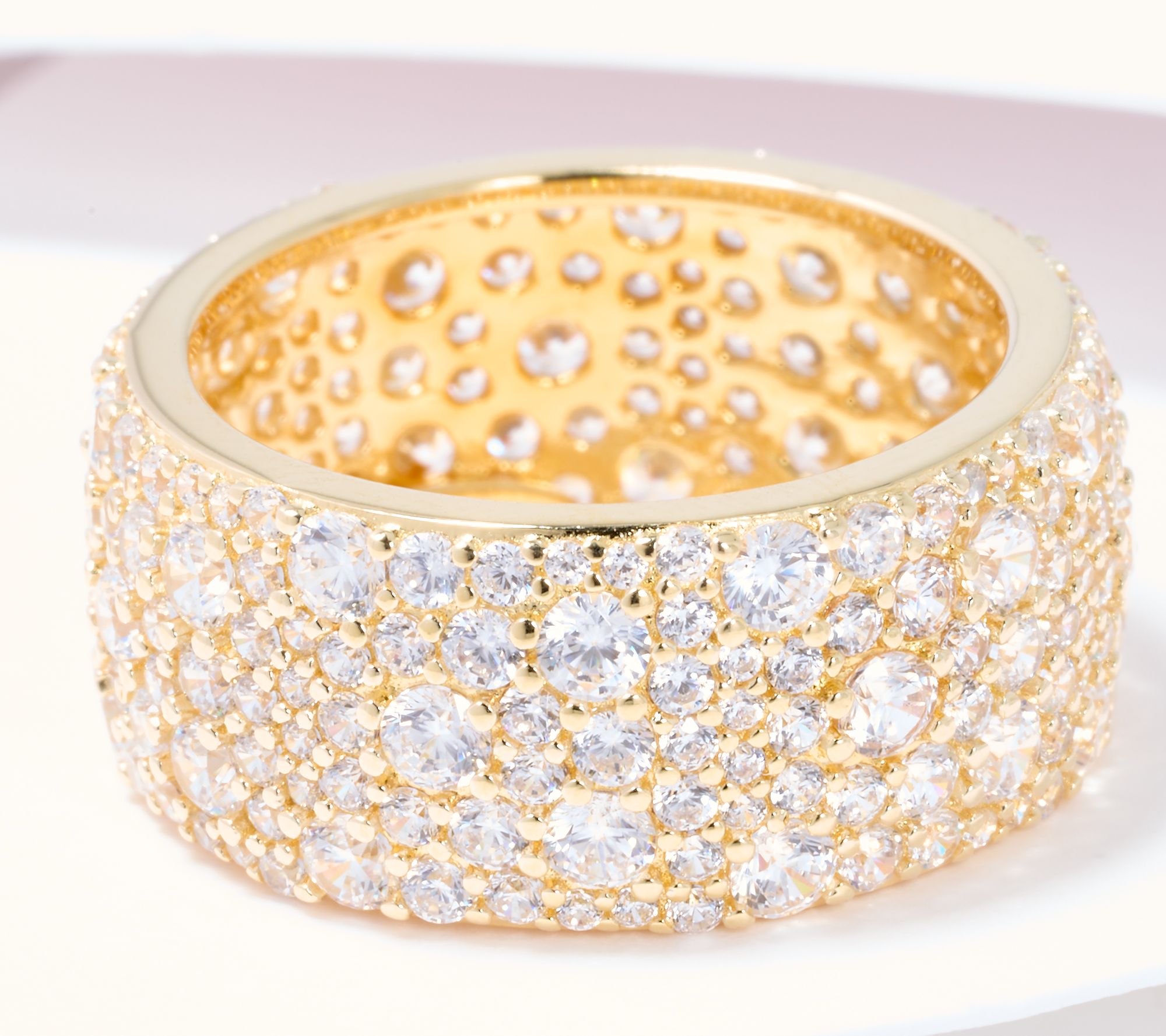 "As Is" Diamonique x Kathy Levine Charisma Pave Ring, Sterling - QVC.com