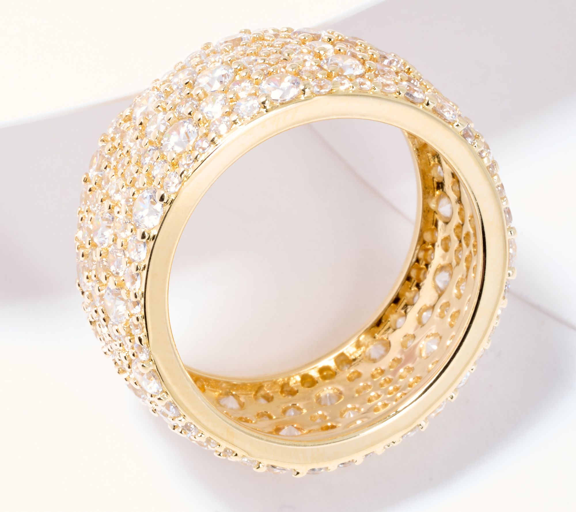 "As Is" Diamonique x Kathy Levine Charisma Pave Ring, Sterling - QVC.com