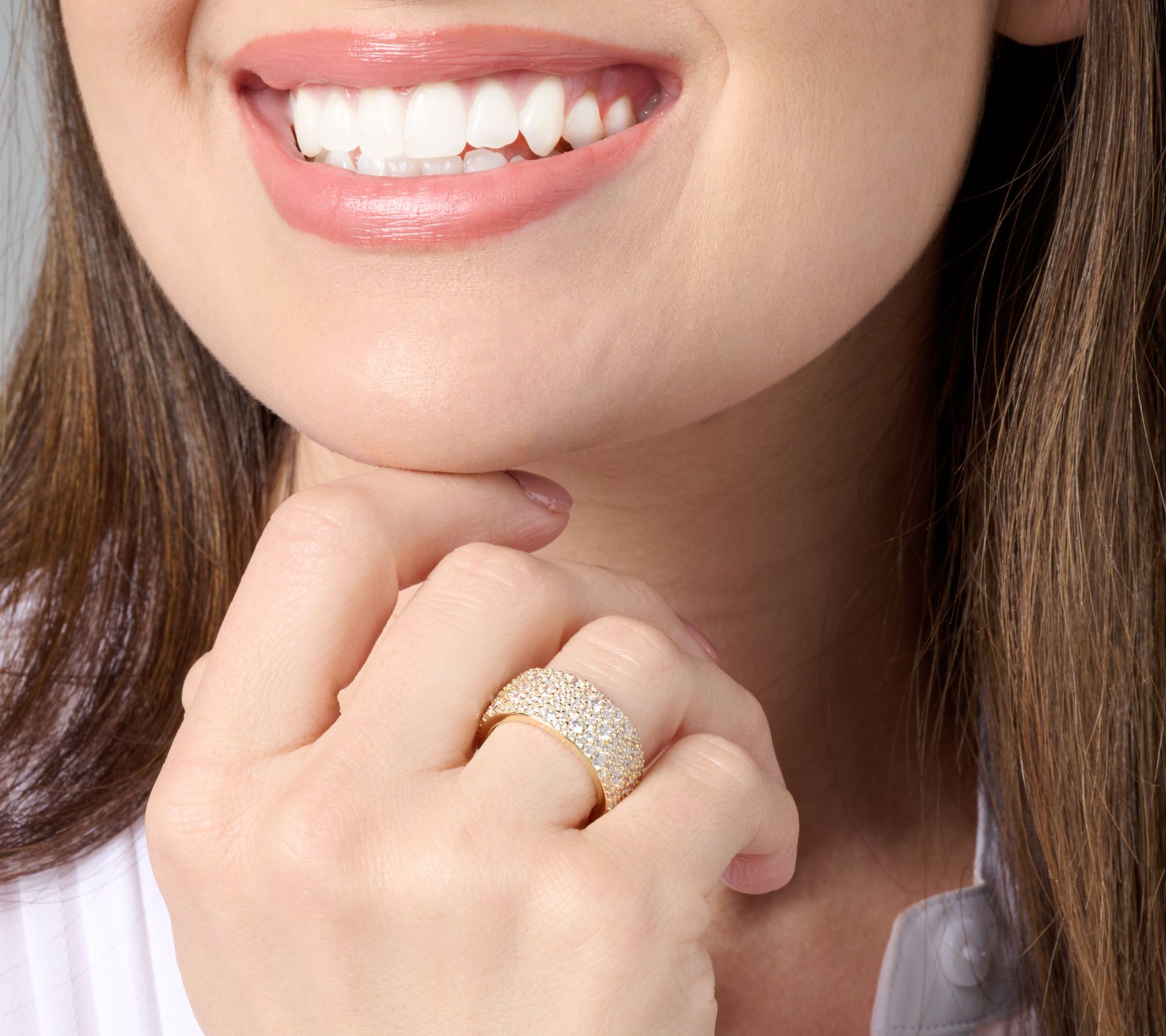 "As Is" Diamonique x Kathy Levine Charisma Pave Ring, Sterling - QVC.com