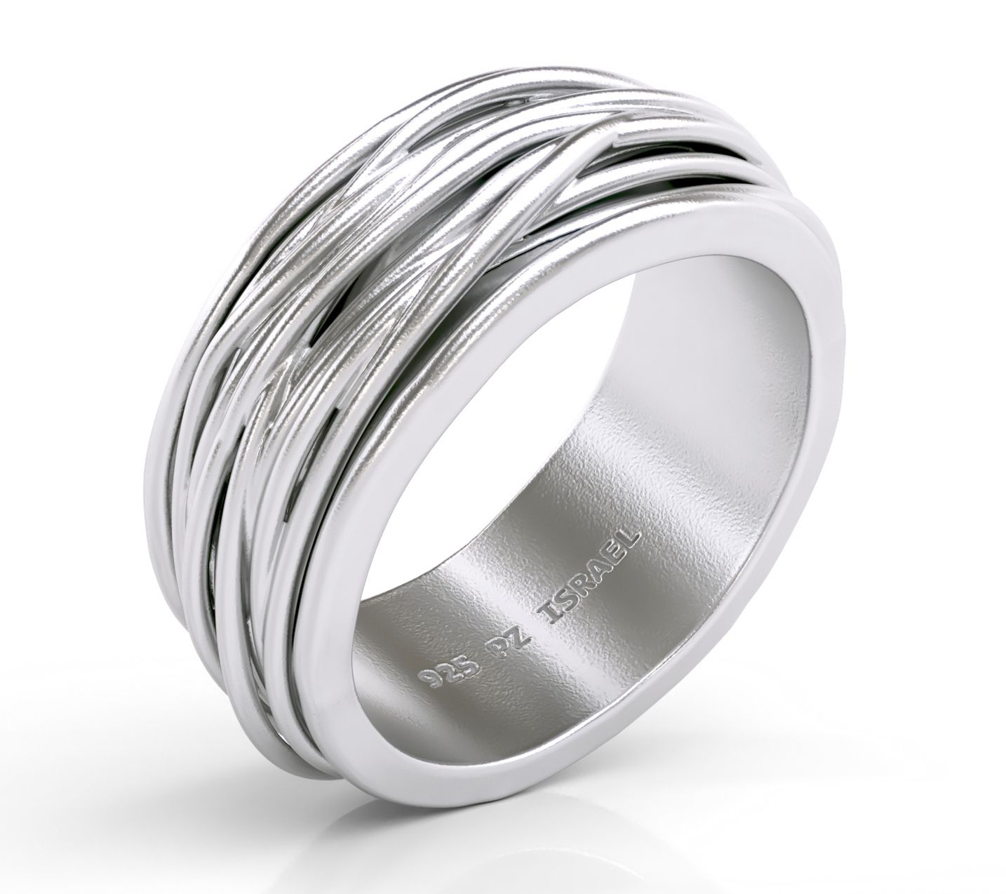 Or Paz Sterling Silver Rope Design Spinner Ring - QVC.com