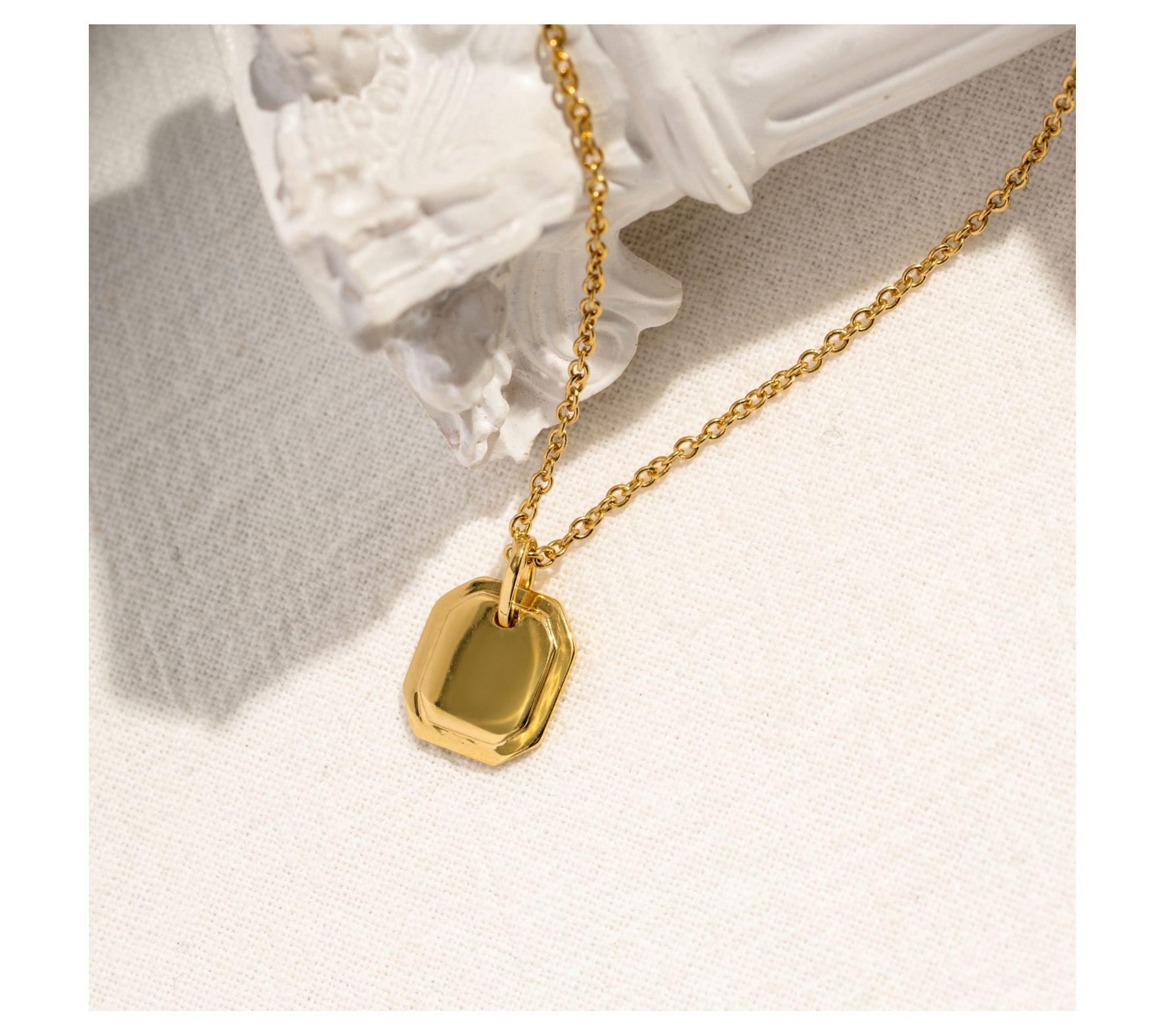 14K Gold Plated Square Tag Pendant w/ Chain - QVC.com