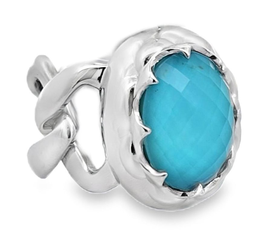 Margo Manhattan Silver Turquoise Doublet Luciana Ring - QVC.com