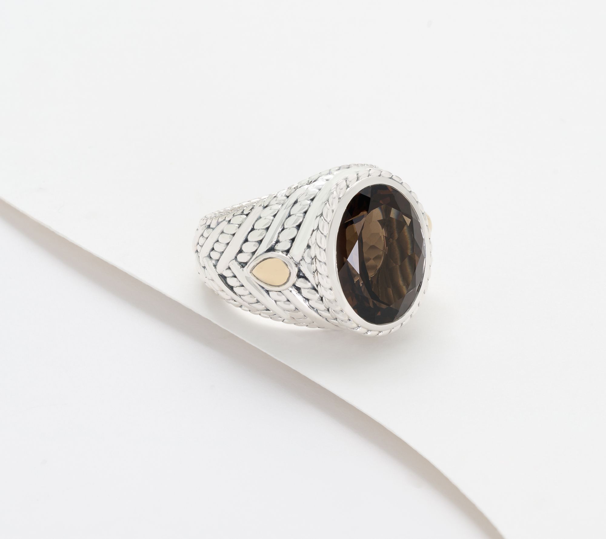 JAI Sterling Silver & 14K Gold Smoky Quartz Ring - QVC.com