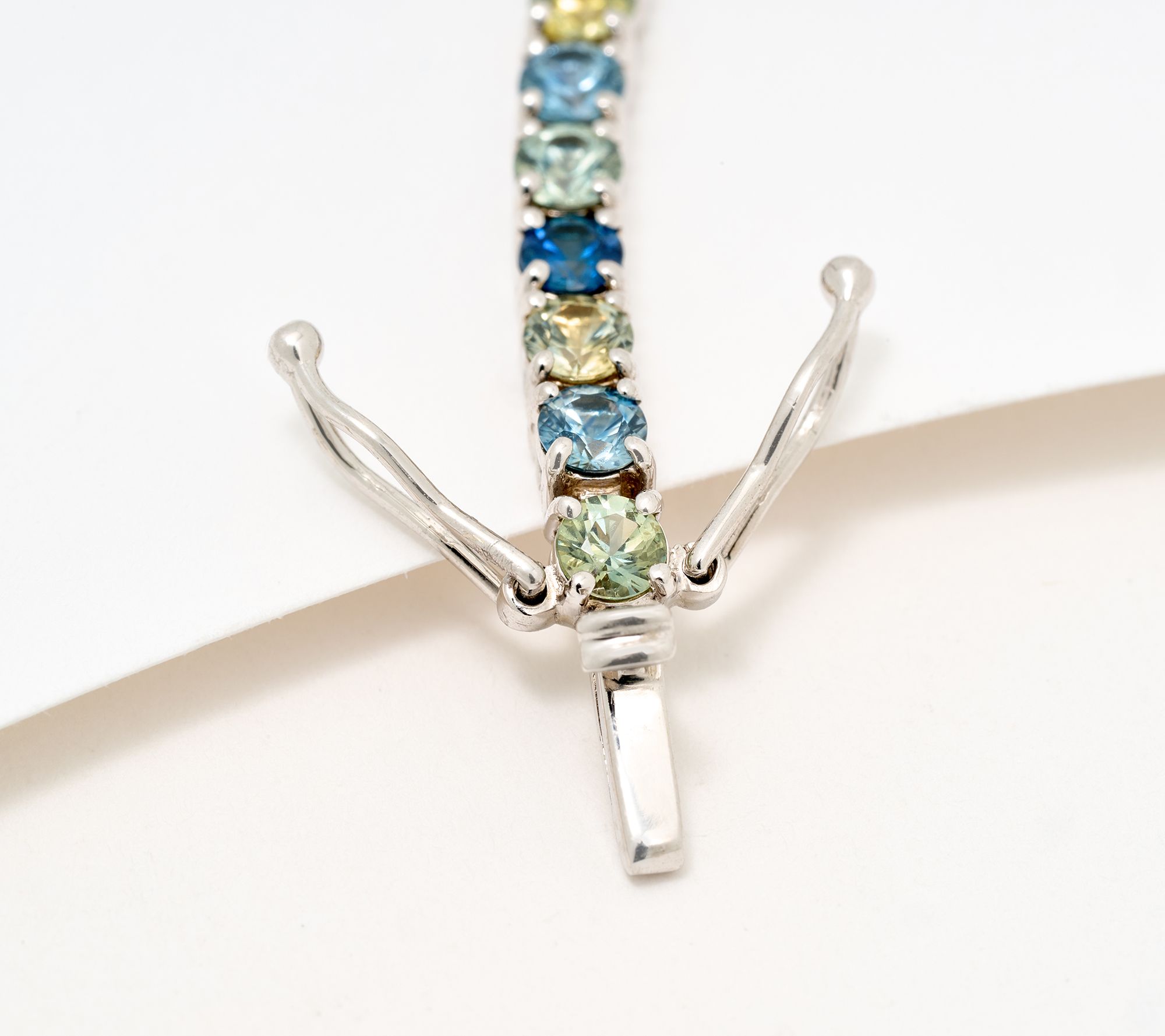 Gem Discoverer 7ct Montana Sapphire Tennis Bracelet 14K White Gold ...