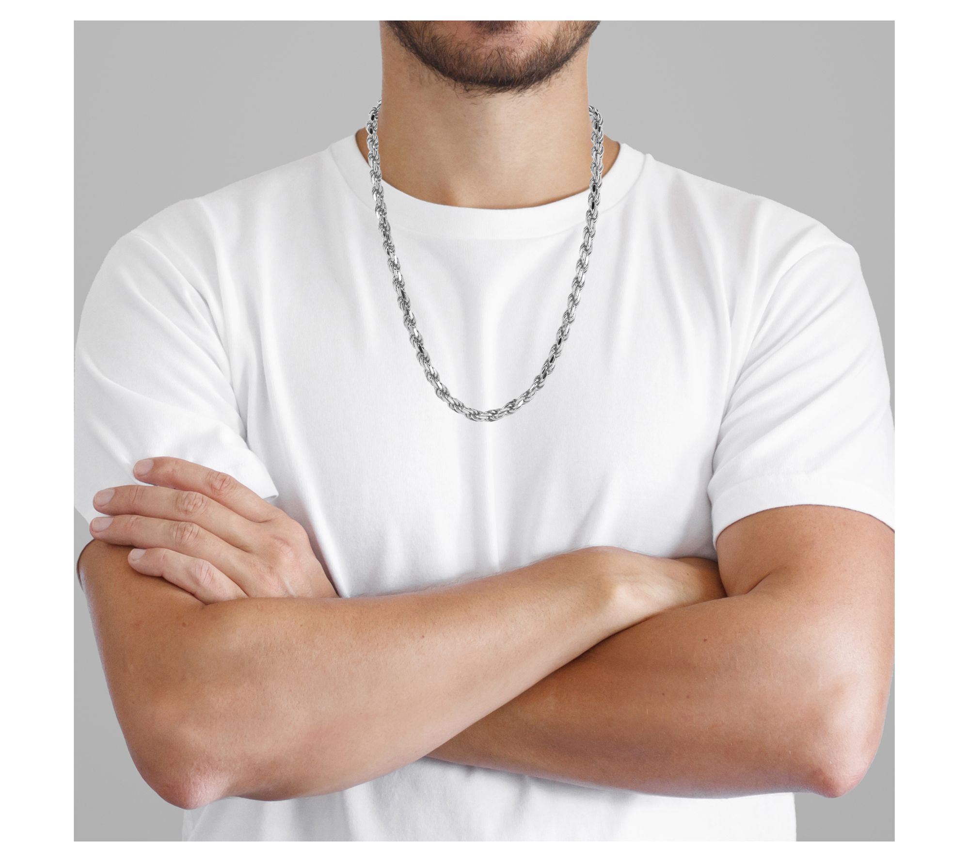 Italian Silver Men's 26" 5MM Rope Chain Necklace, Sterling - QVC.com