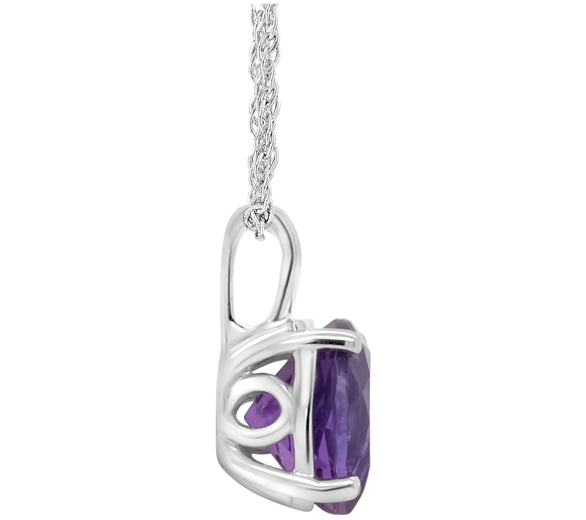 Sterling Silver Round Gemstone Pendant w/ 18" Chain - QVC.com