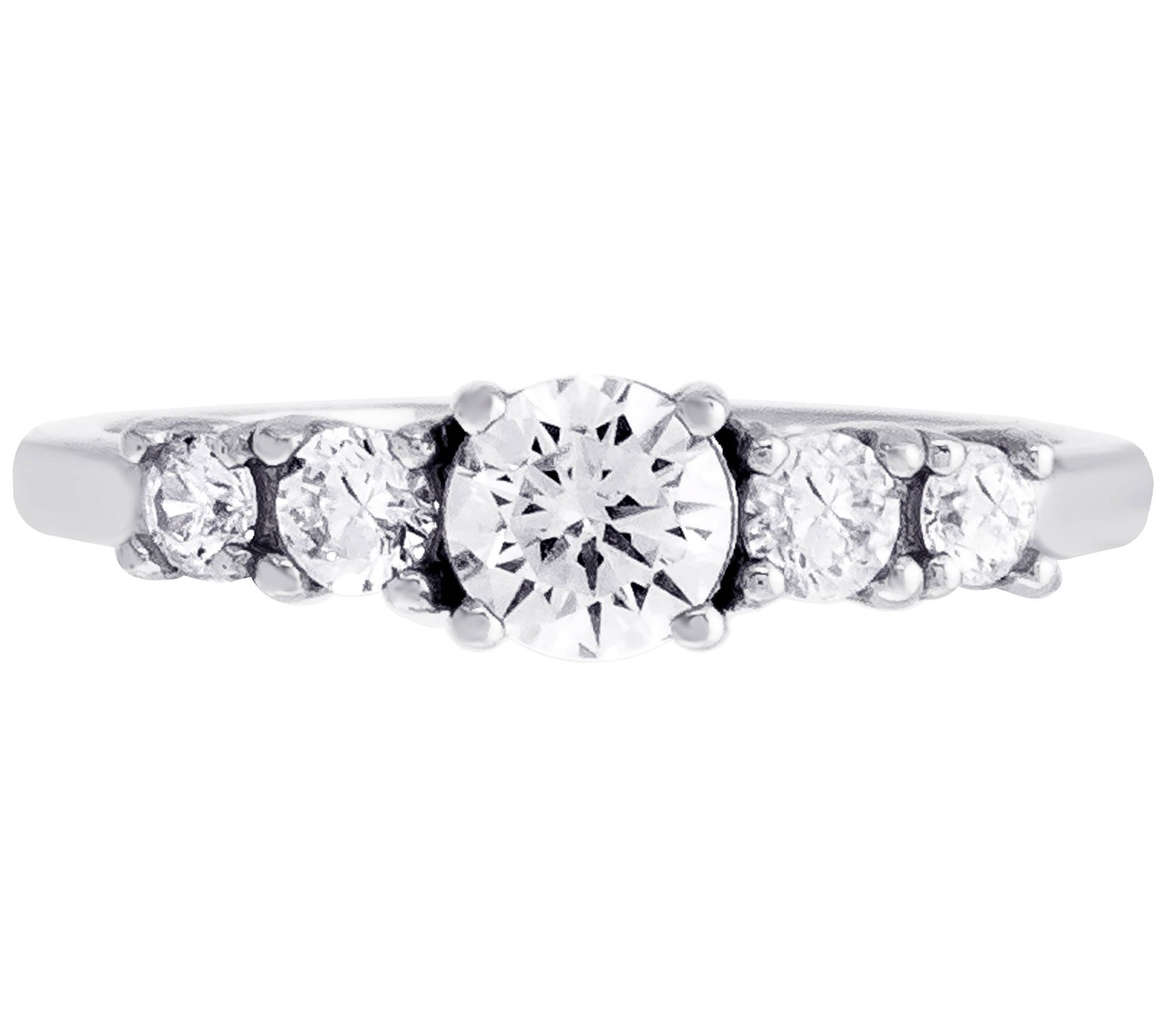 Diamonique 0.90 cttw 5-Stone Engagement Ring, Sterling Silver - QVC.com