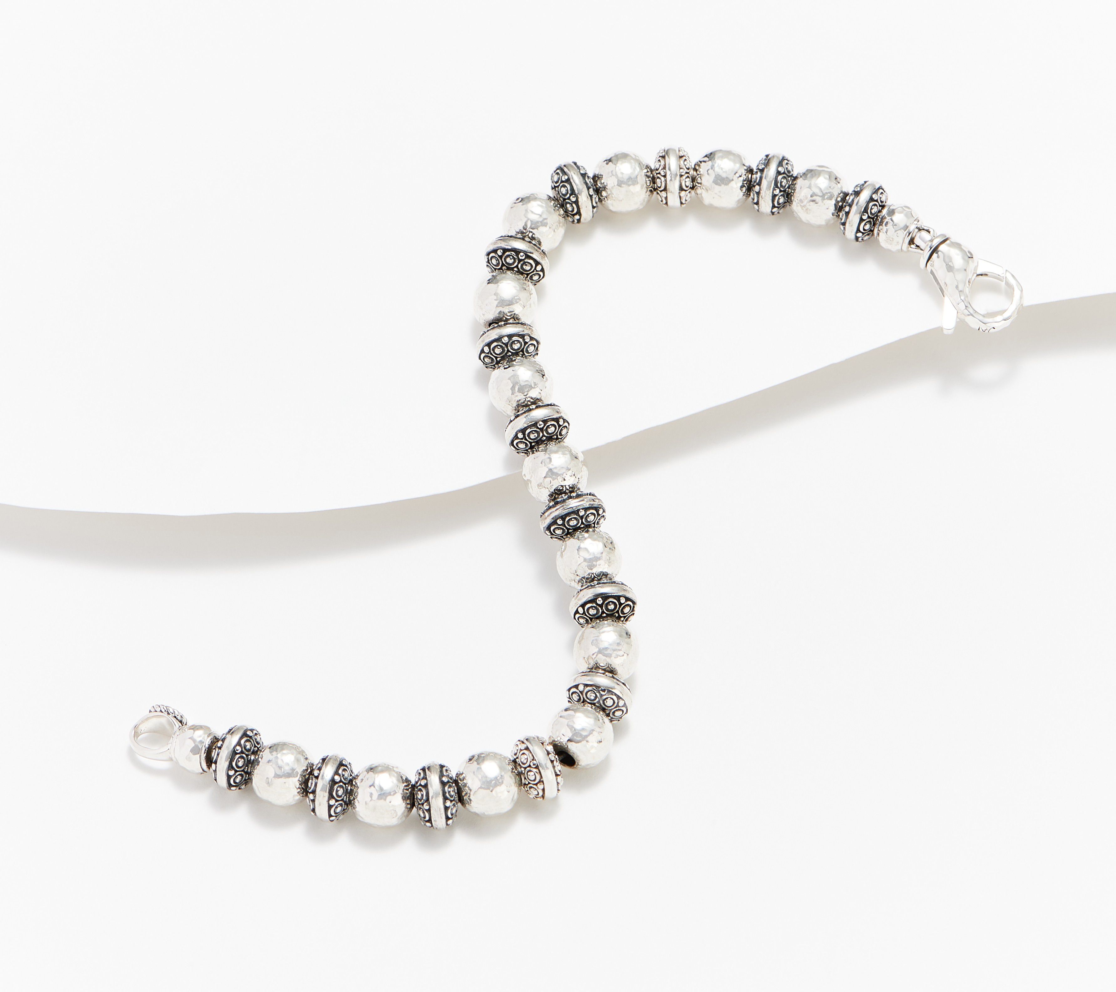 "As Is" JAI Sterling Silver Kalahari and Hammered Bead Bracelet - QVC.com