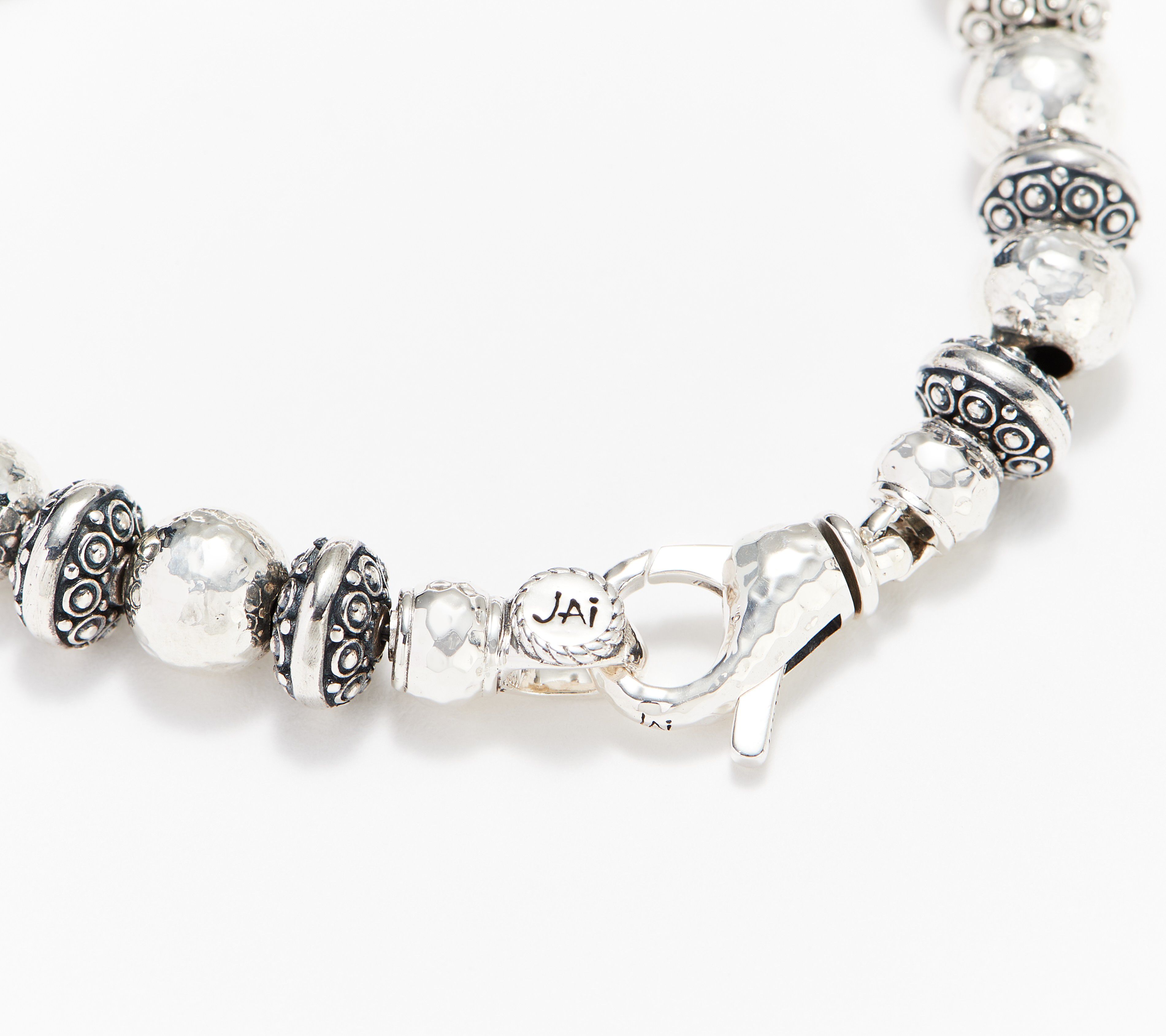 "As Is" JAI Sterling Silver Kalahari and Hammered Bead Bracelet - QVC.com